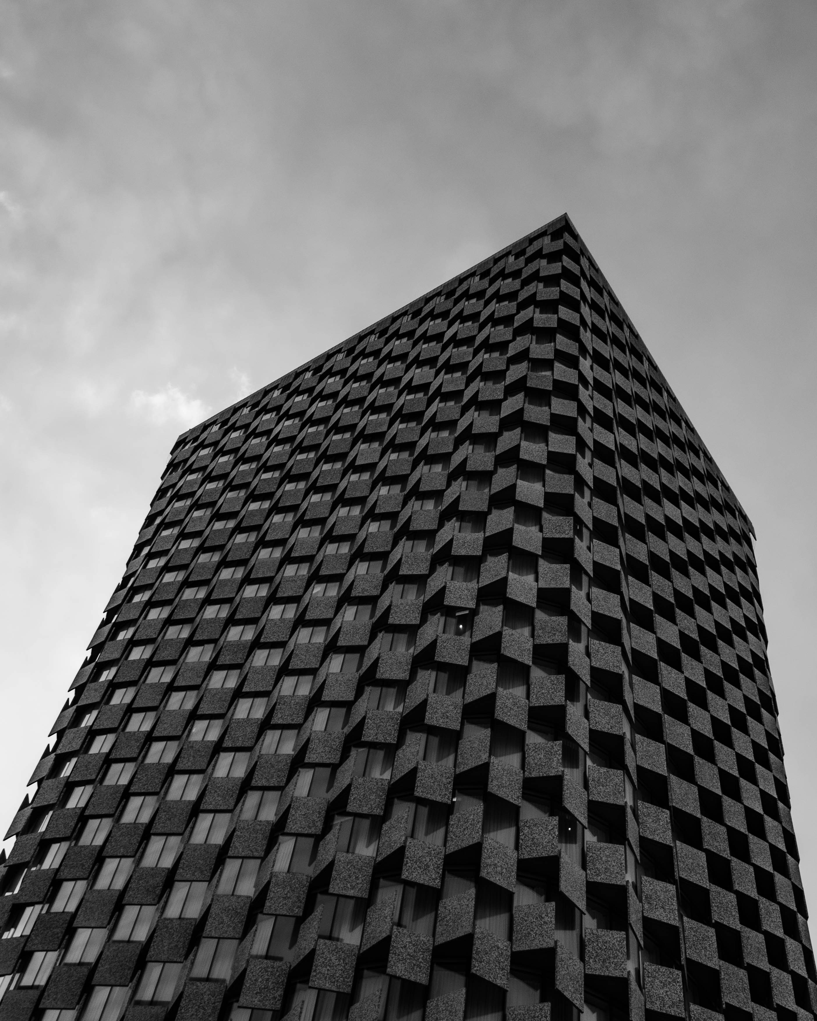 Checkerboard Monolith: A Facade Reaching into the Sky