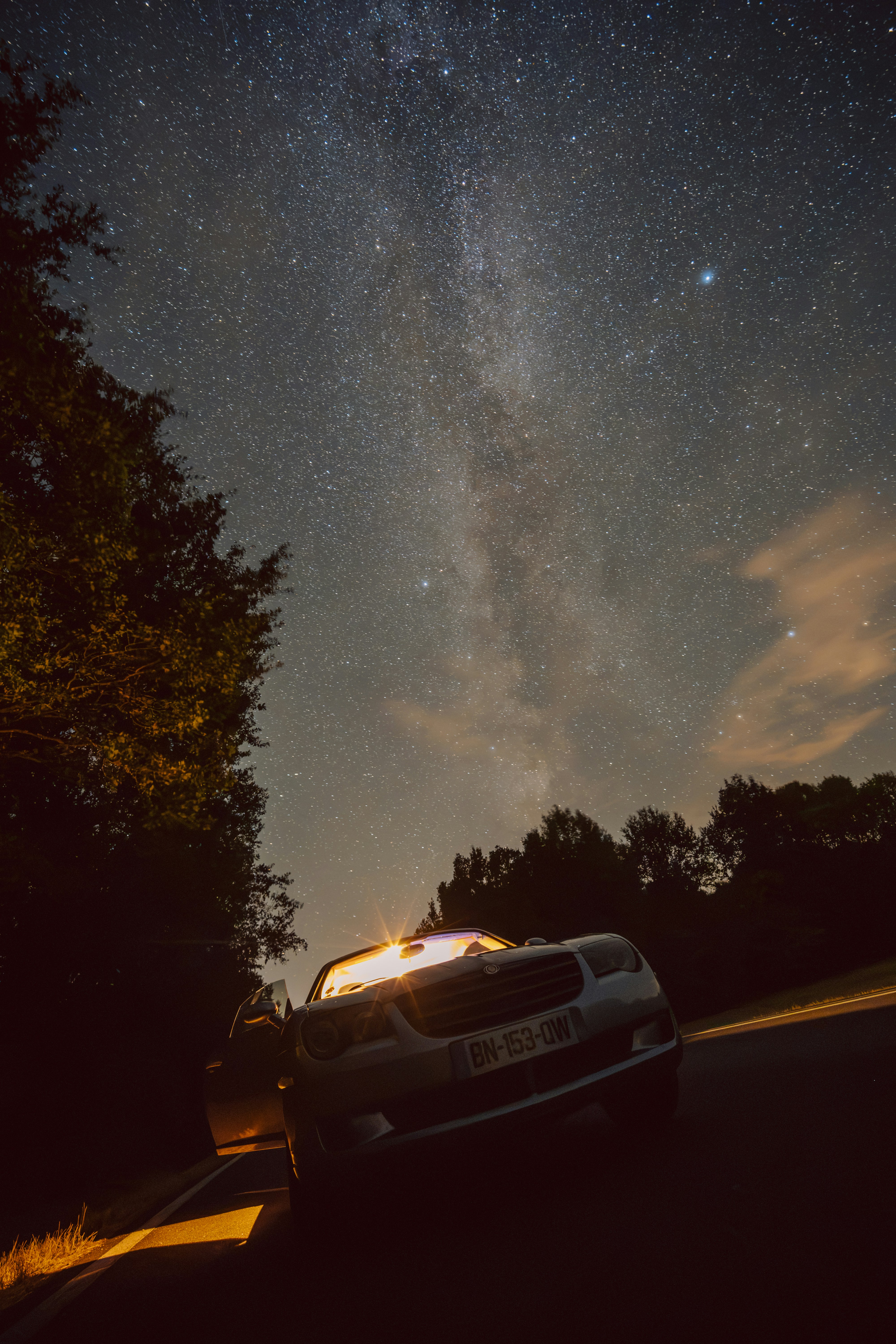 Milky Way over the Silent Roadside Car
