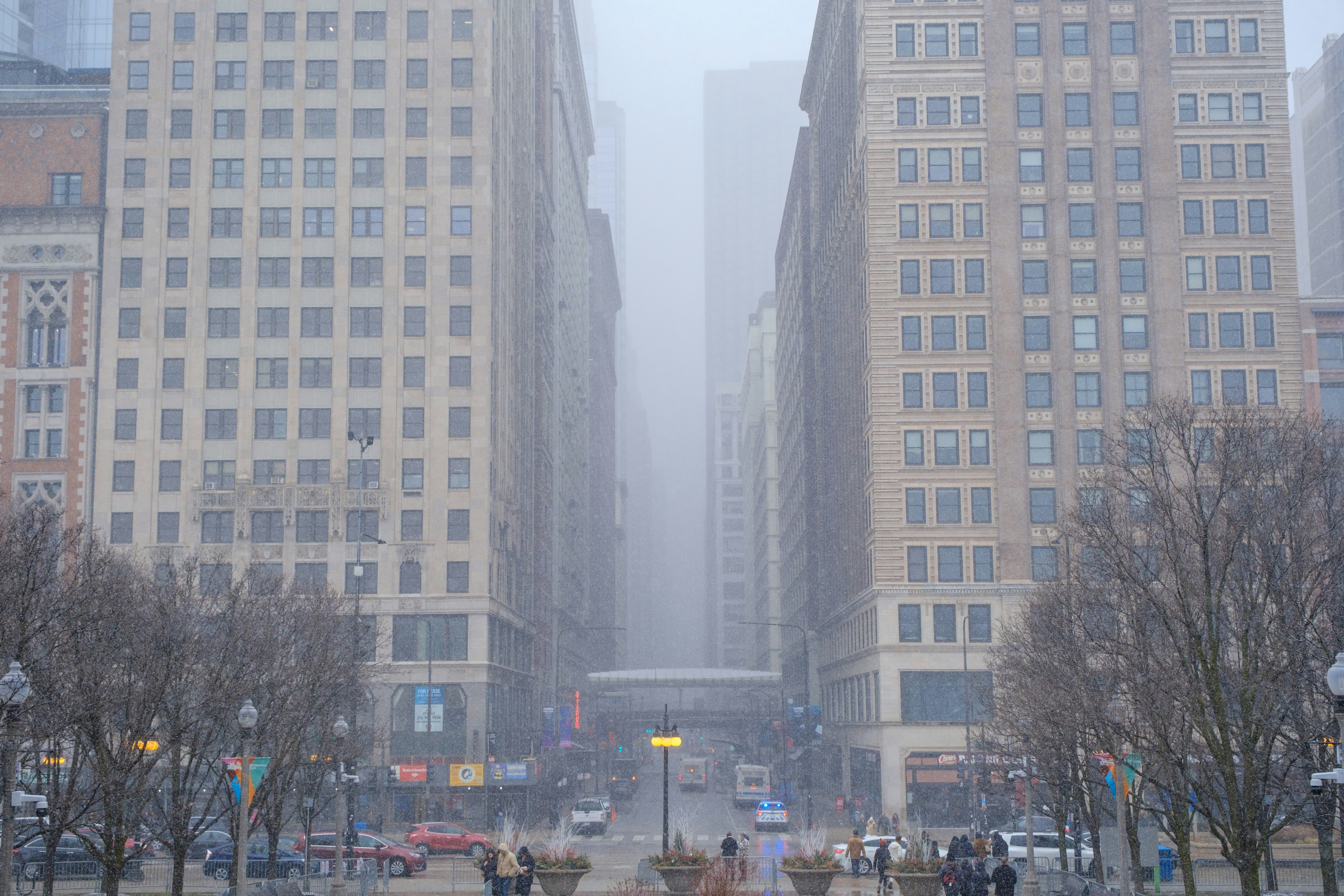 Urban Morning in a Misty Canyon