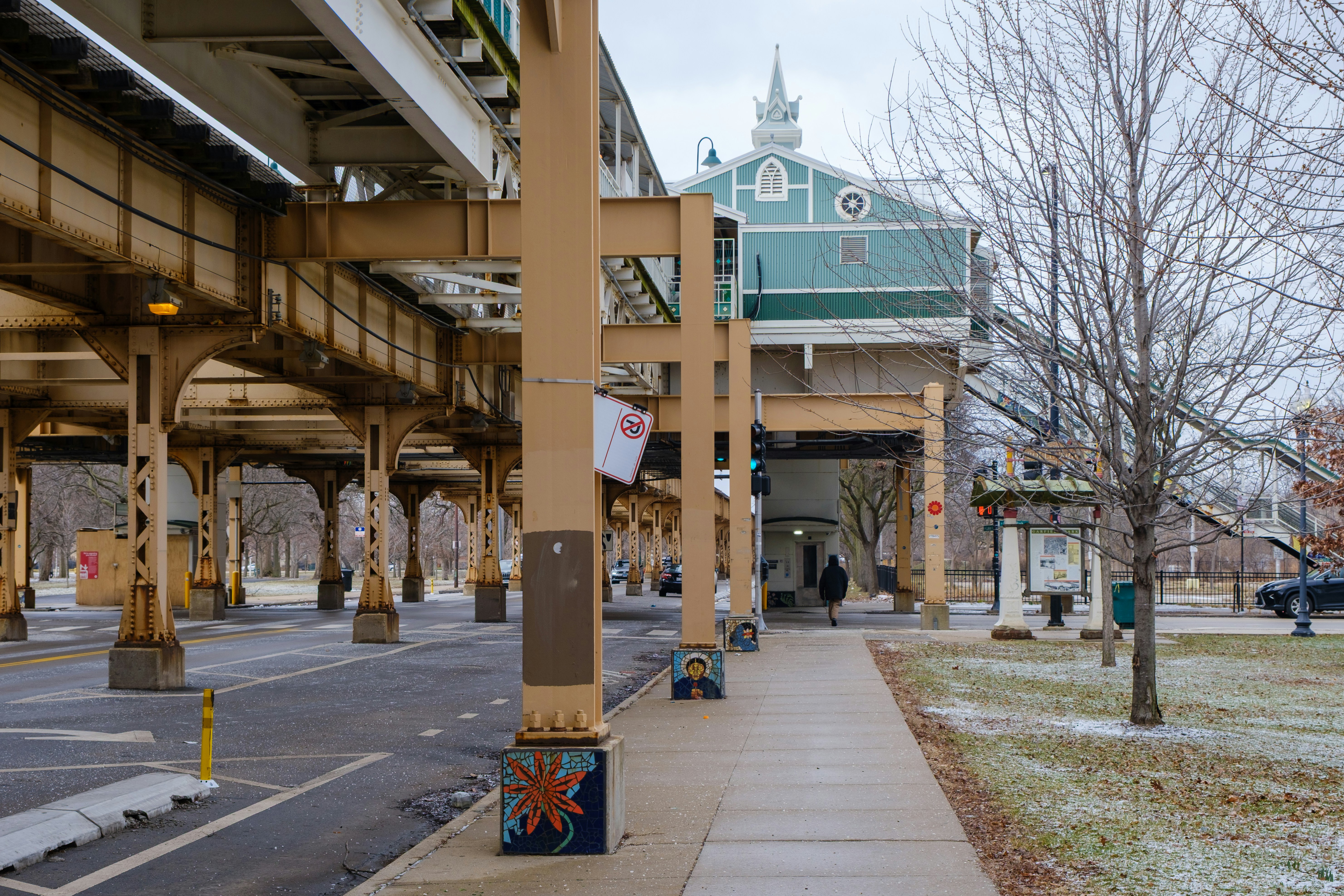 Industrial Avenue Beneath a Historic Transit Arcade