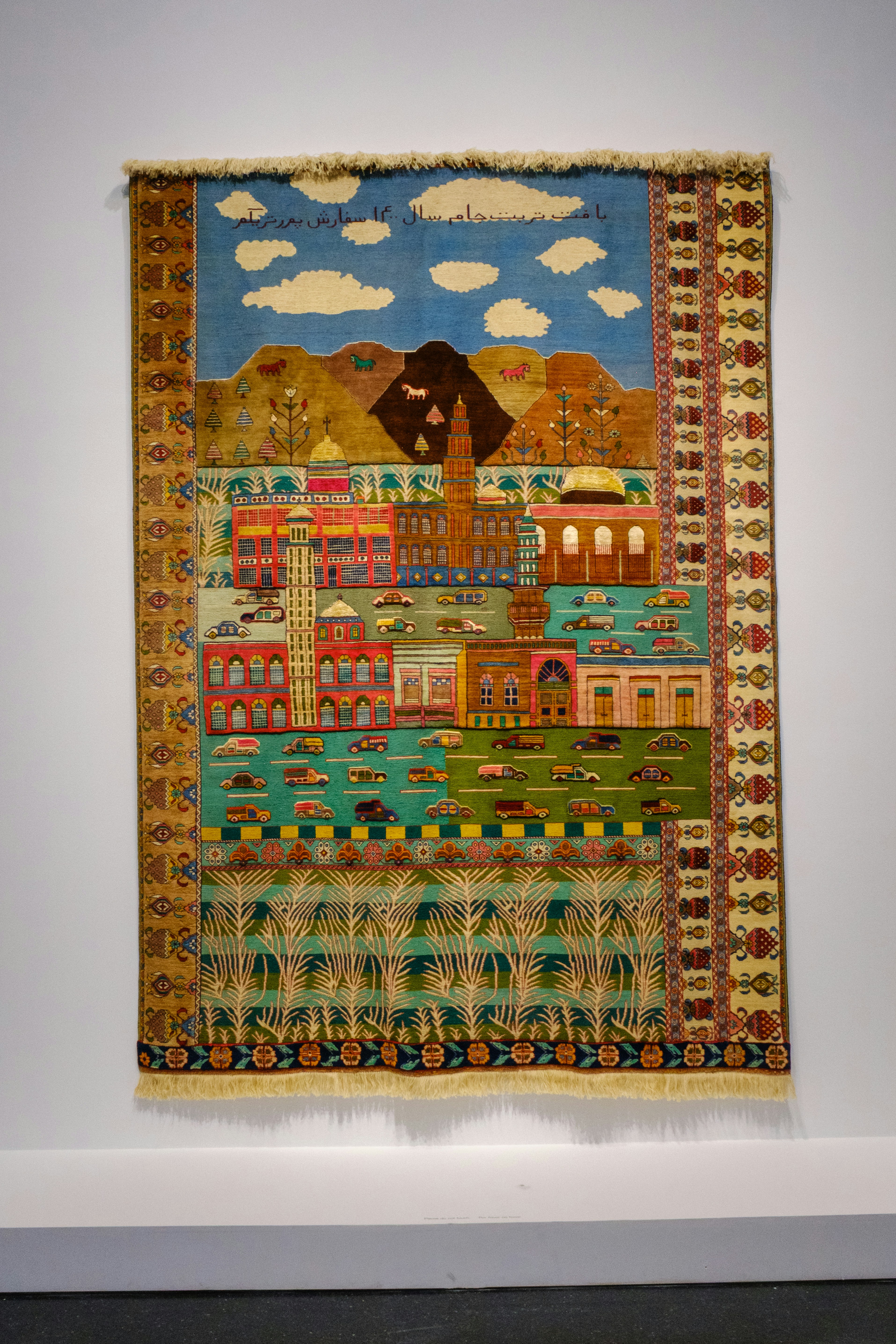 Colorful Urban Caravan: A Tapestry of Architecture and Desert Landscape