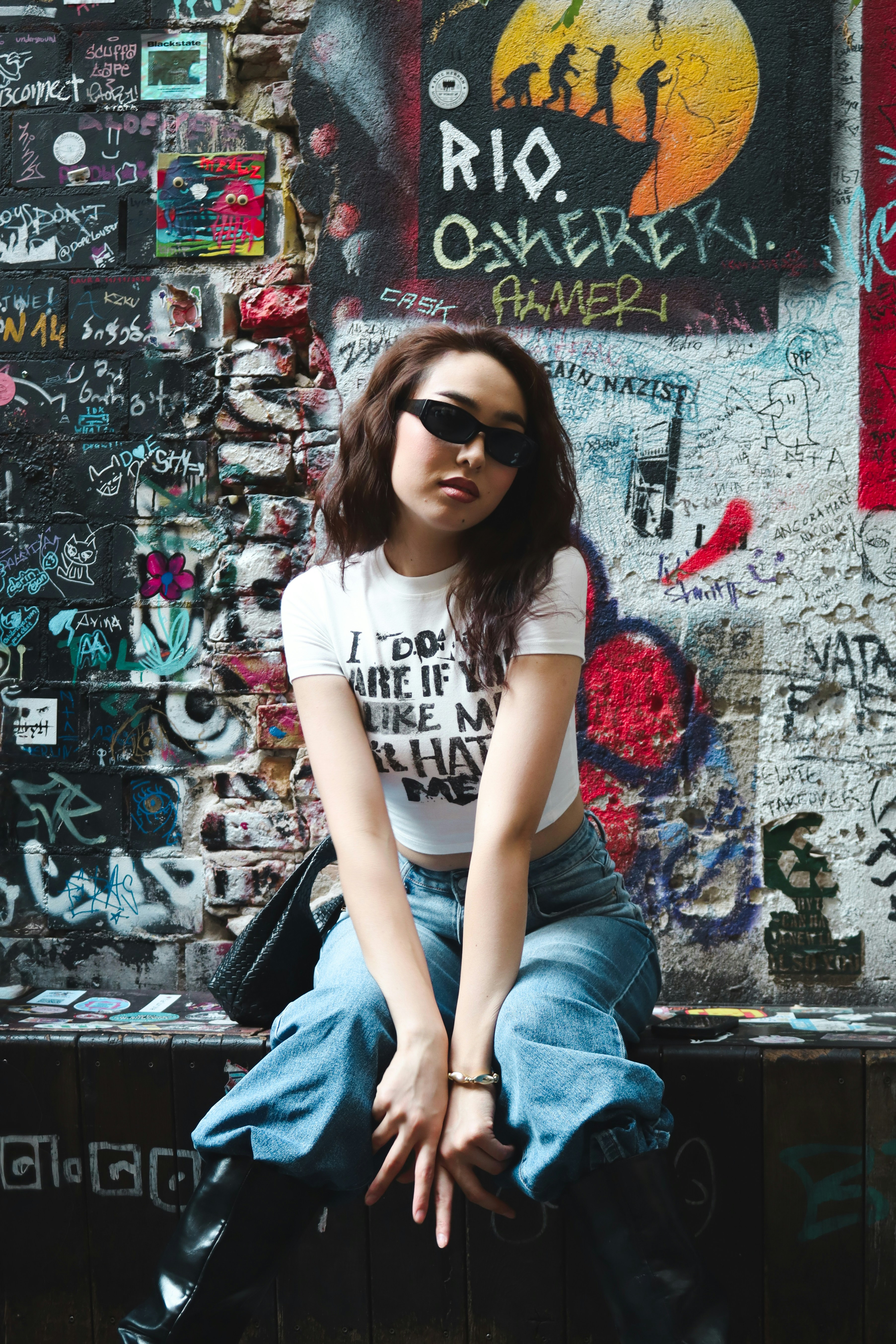 Graffiti Portrait: A Calm Moment Amidst the City Canvas