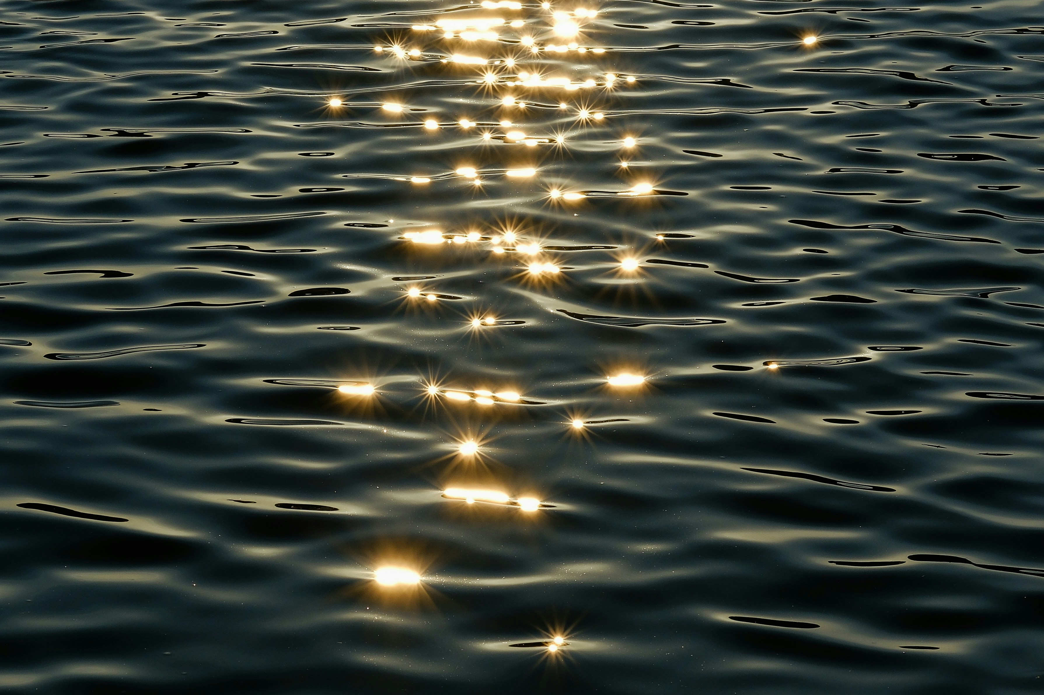 Sunlit Ripples: A Path of Sparkles Across Evening Water