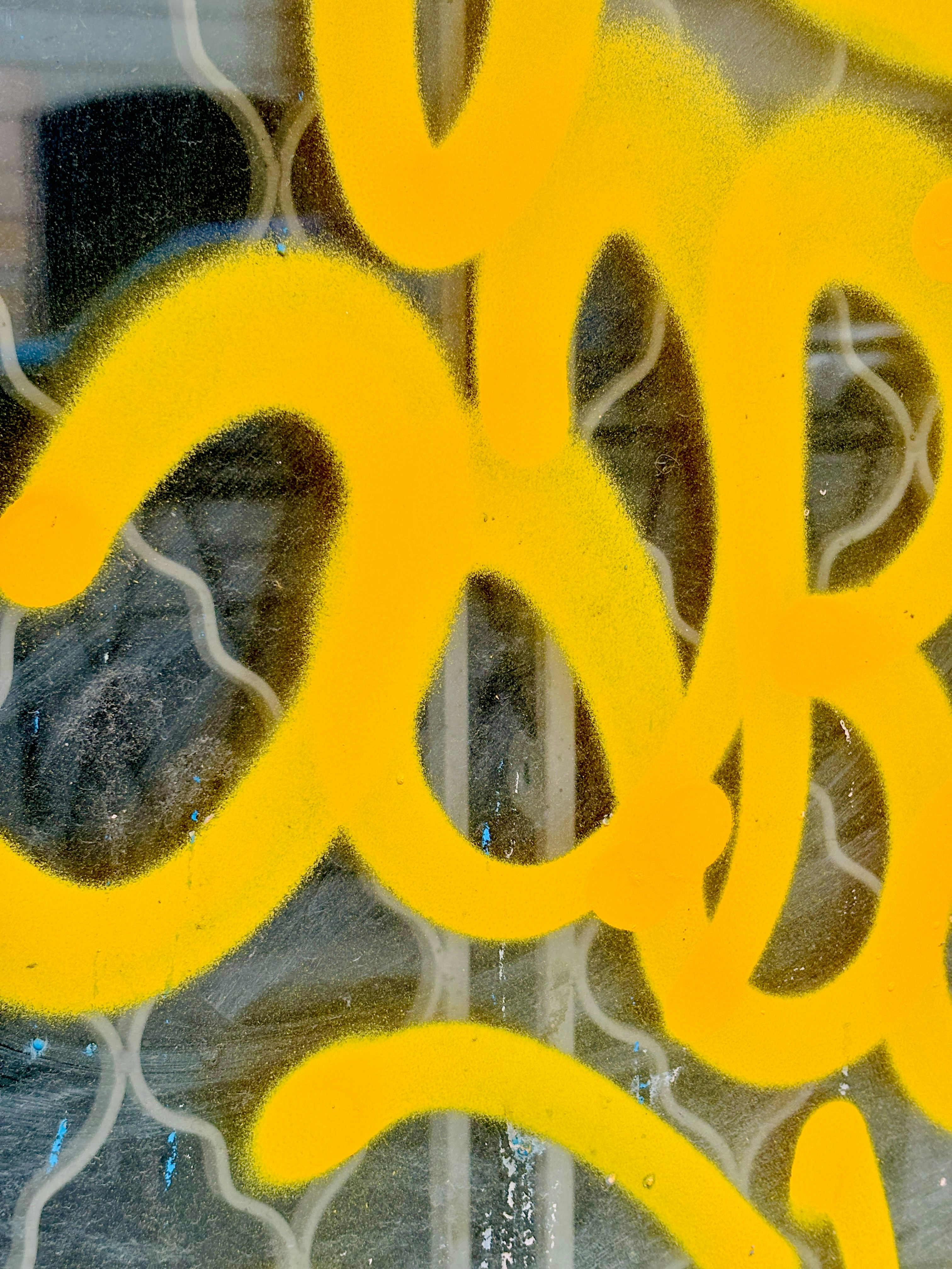 Bold Yellow Graffiti Script Closer View