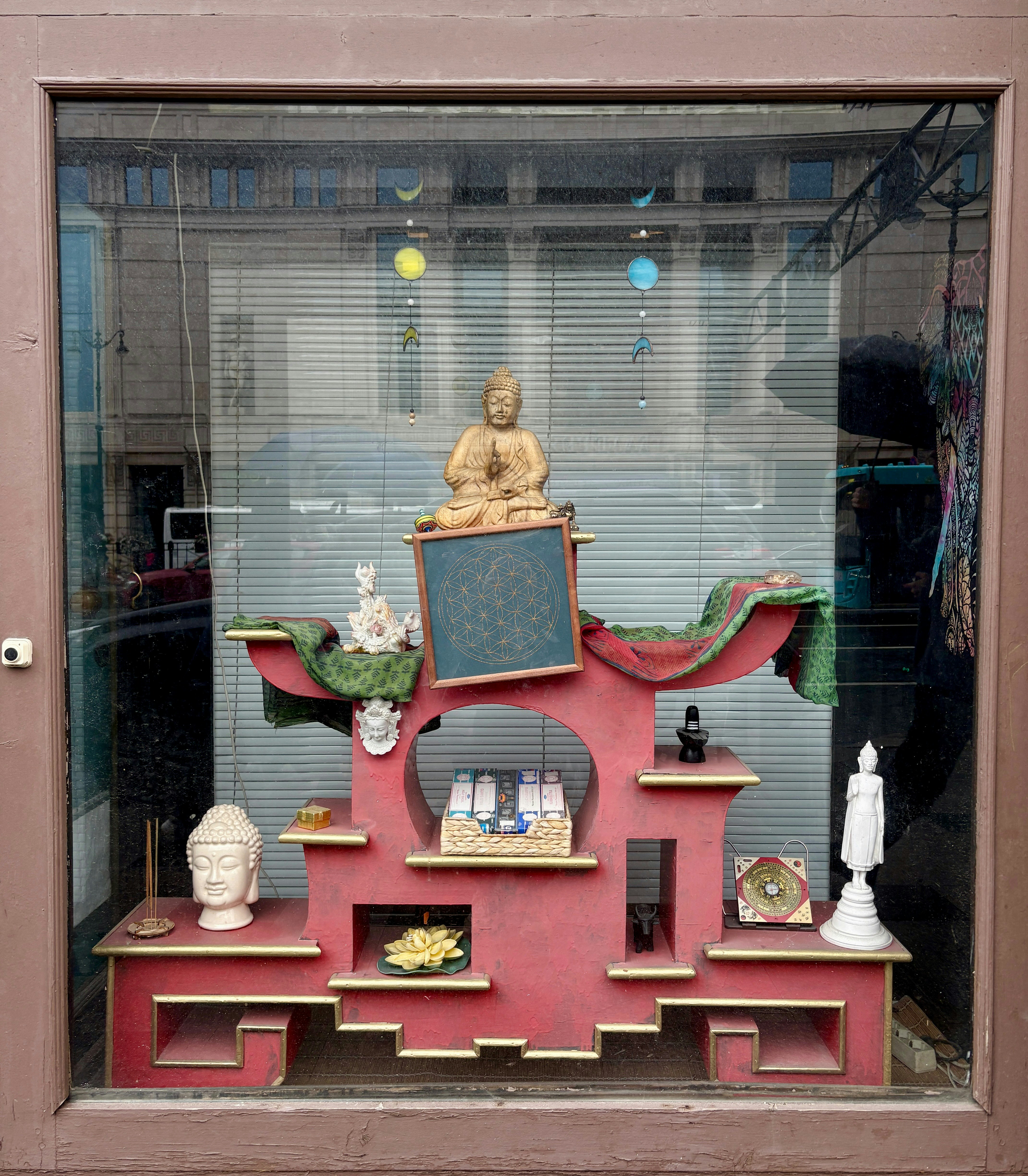Golden Buddha Shrine in a Shop Window Altar