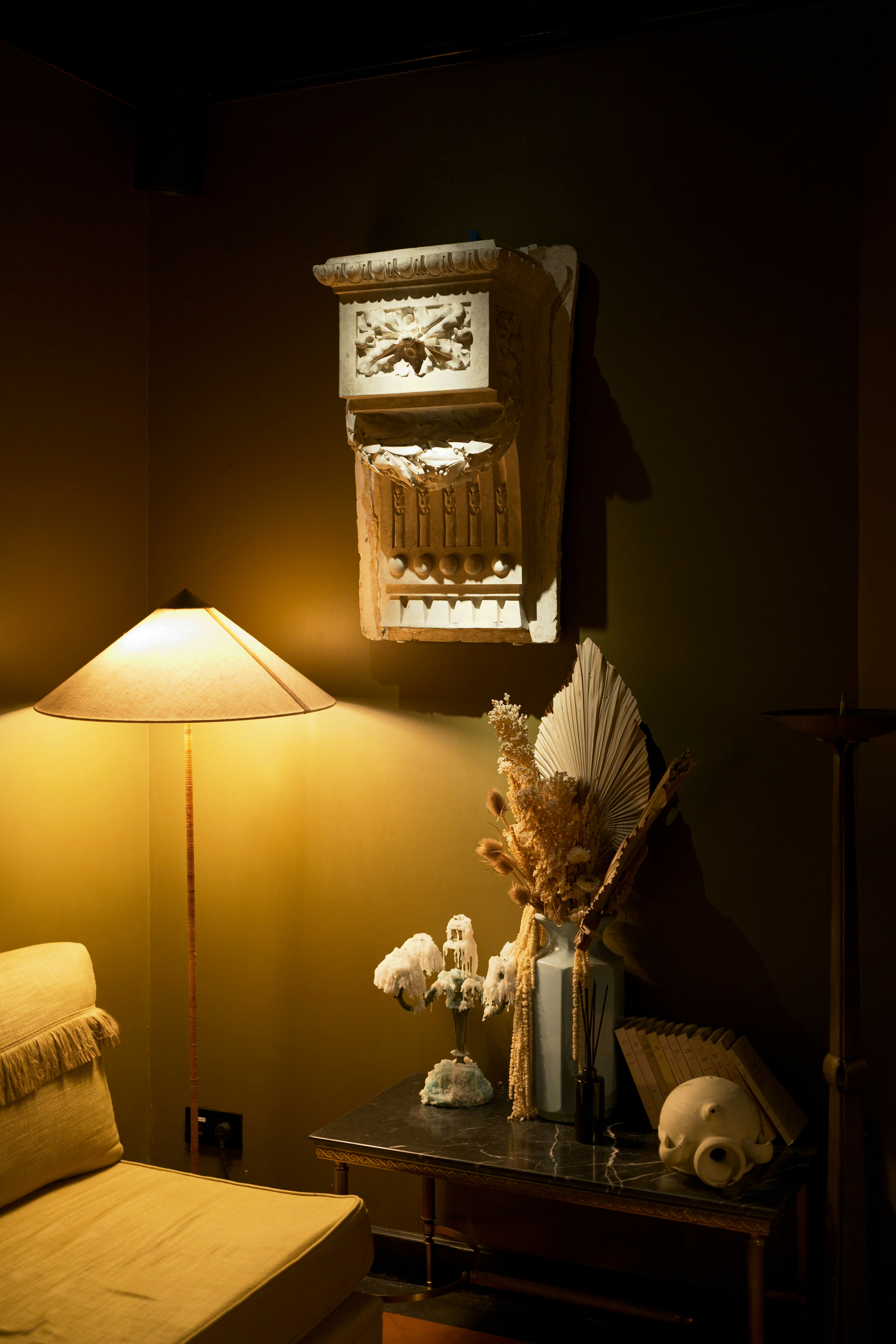 Ambient Glow: A Quiet Corner with Vintage Ornamentation