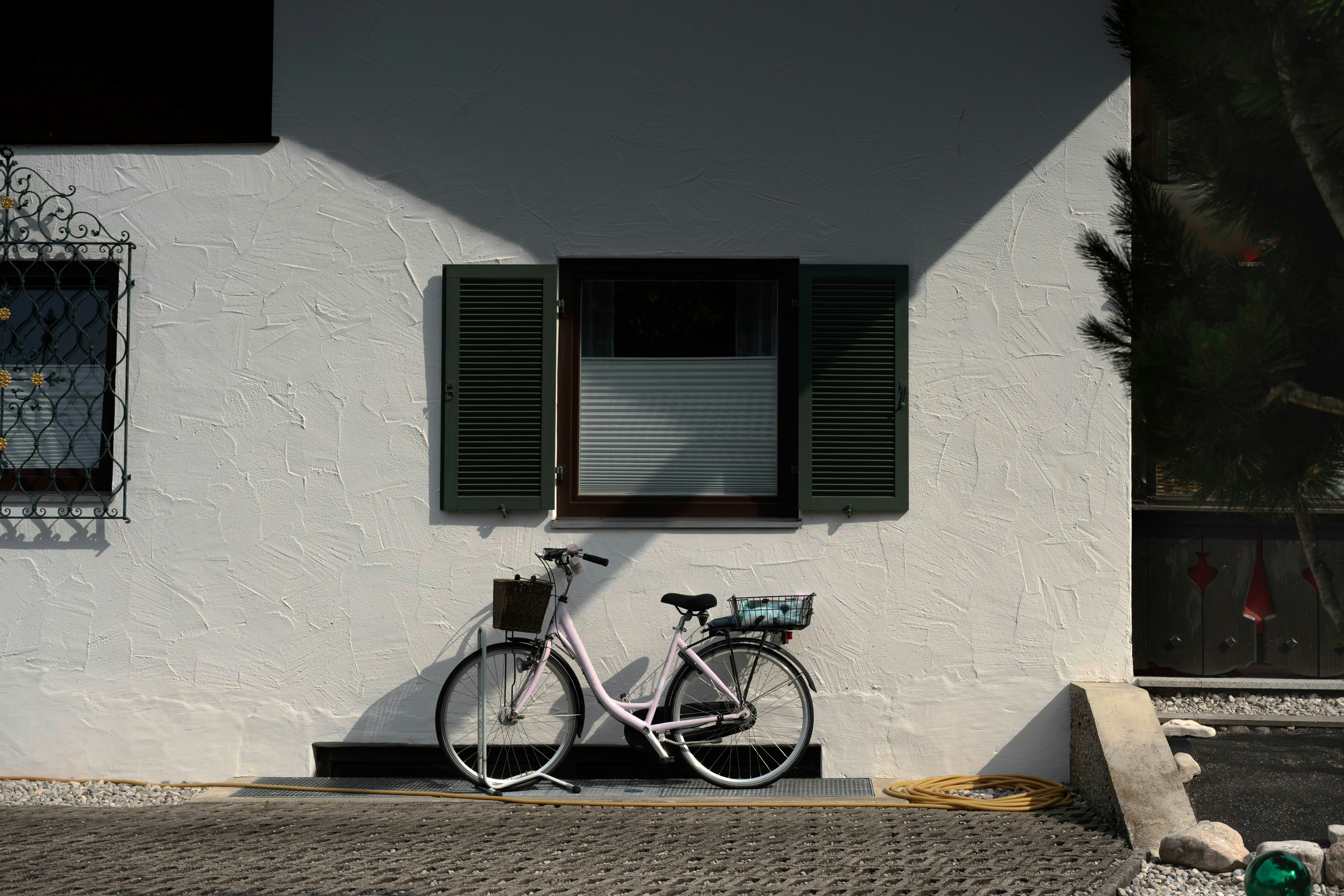 Pastel Bicycle by the White Wall