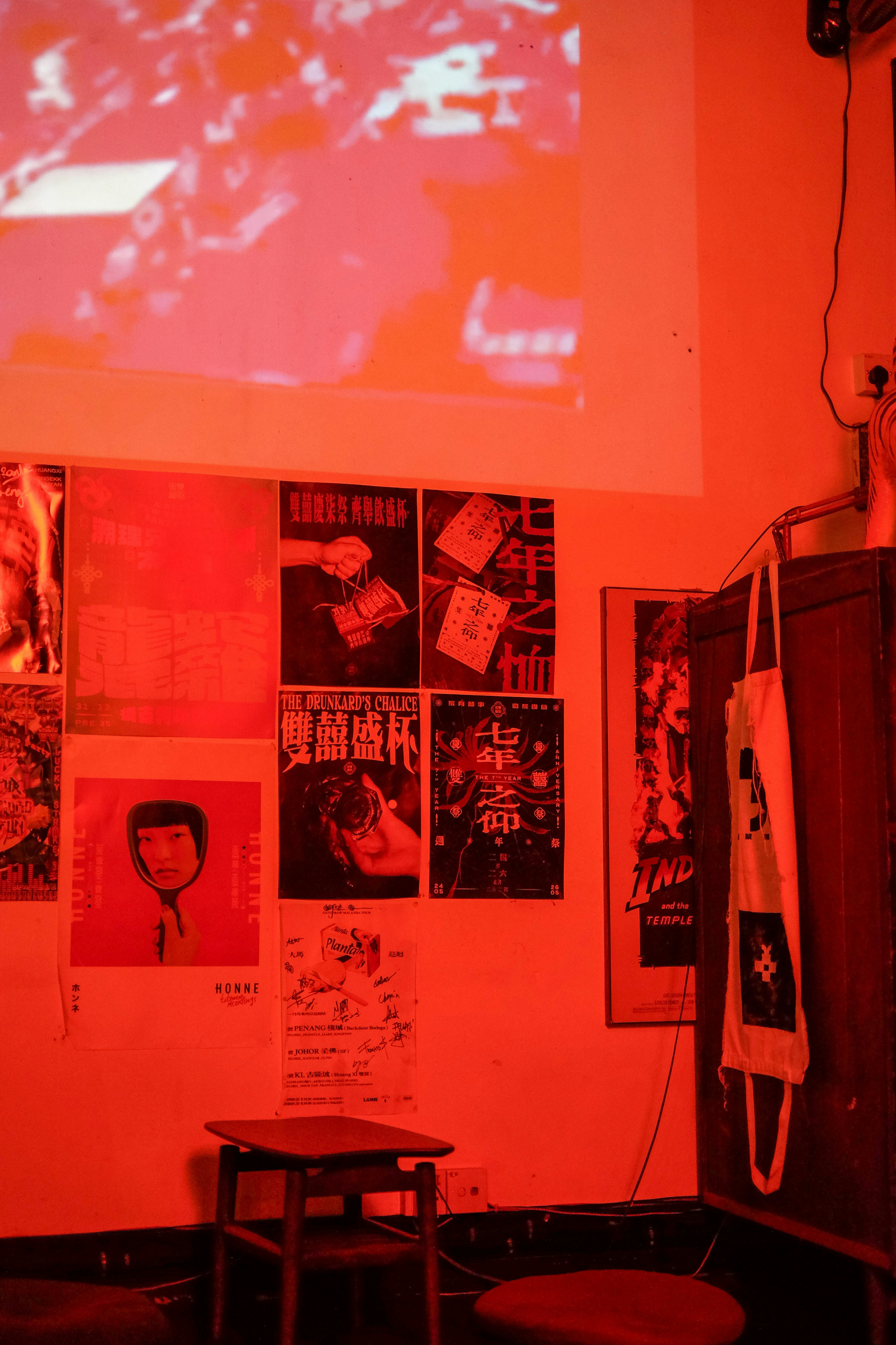 Red Room Echoes: Posters and Projection in a Dim Studio