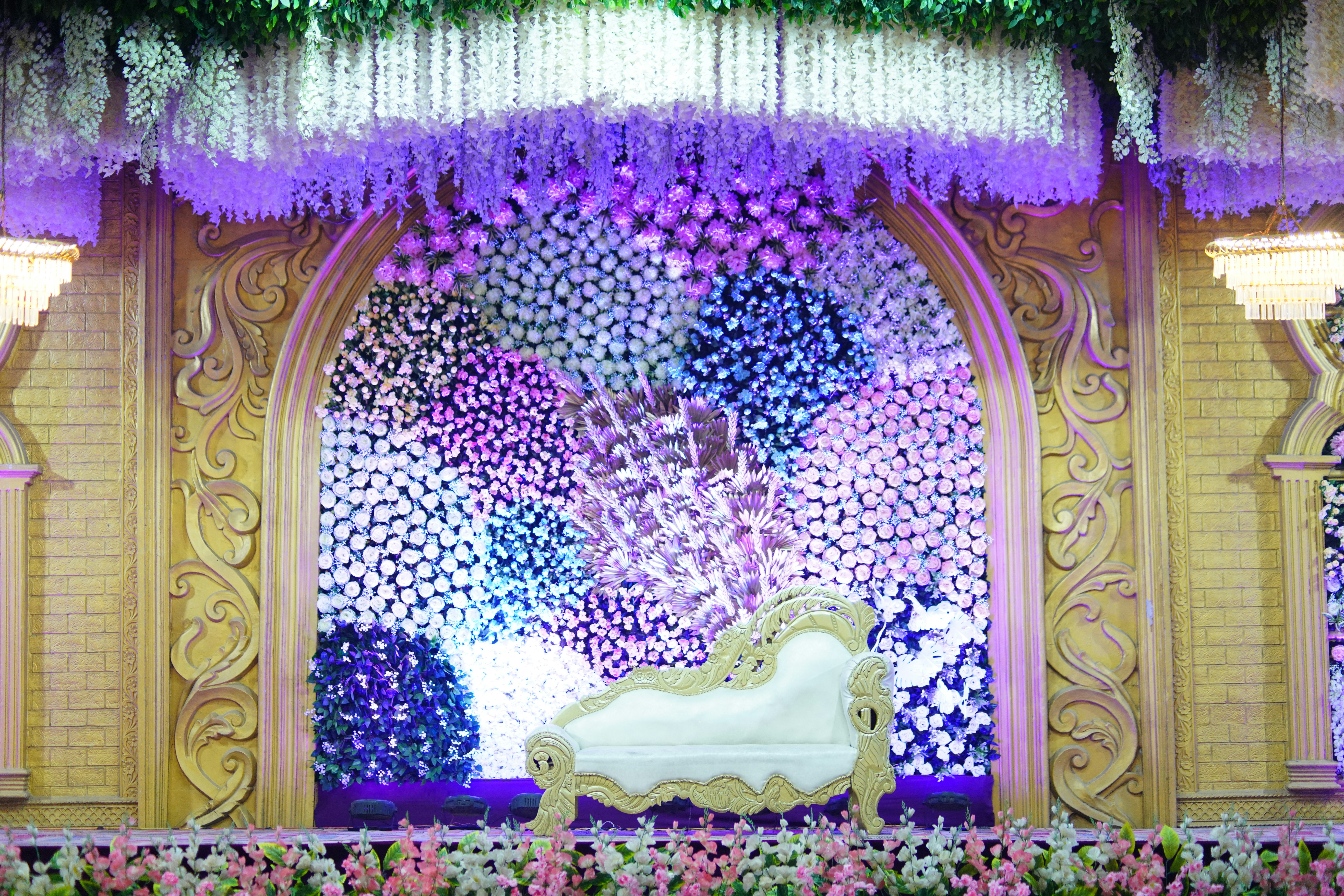 Grand Floral Throne Backdrop: A Pavillion of Petals