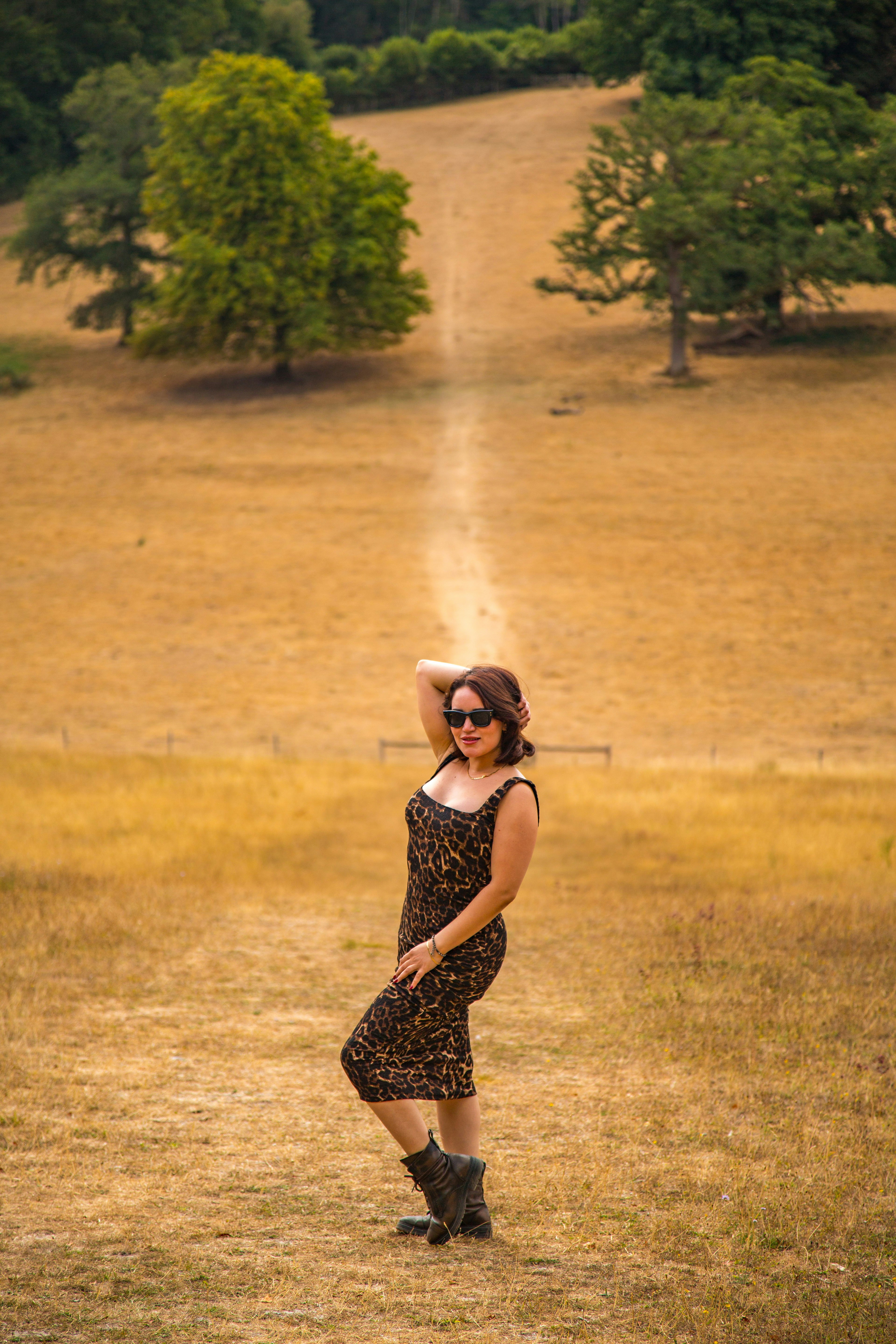 Leopard print and dust paths: a sunlit stroll through golden fields