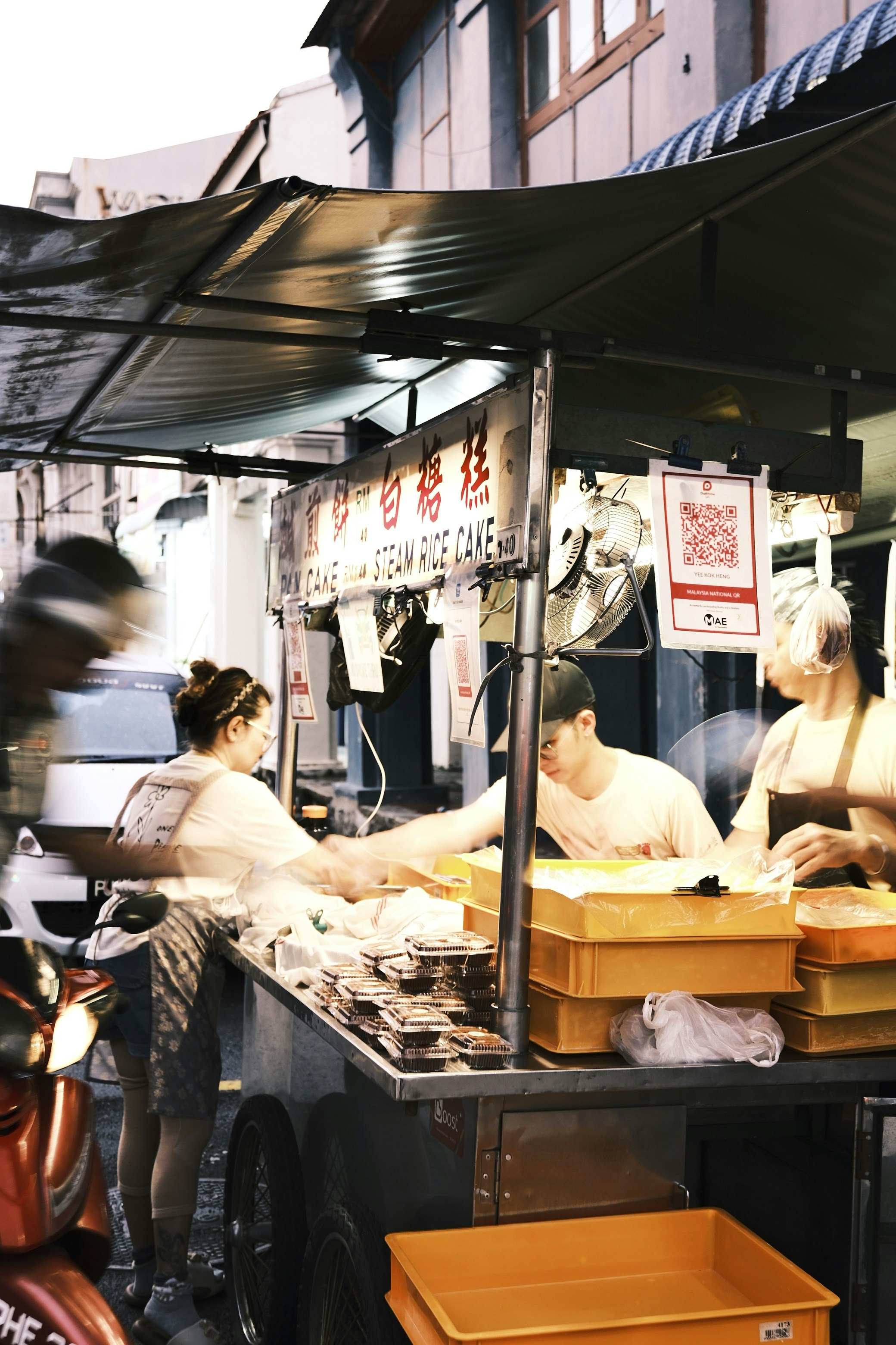 Street Food Cart Convergence: Hands, Hunger, and Lantern Light