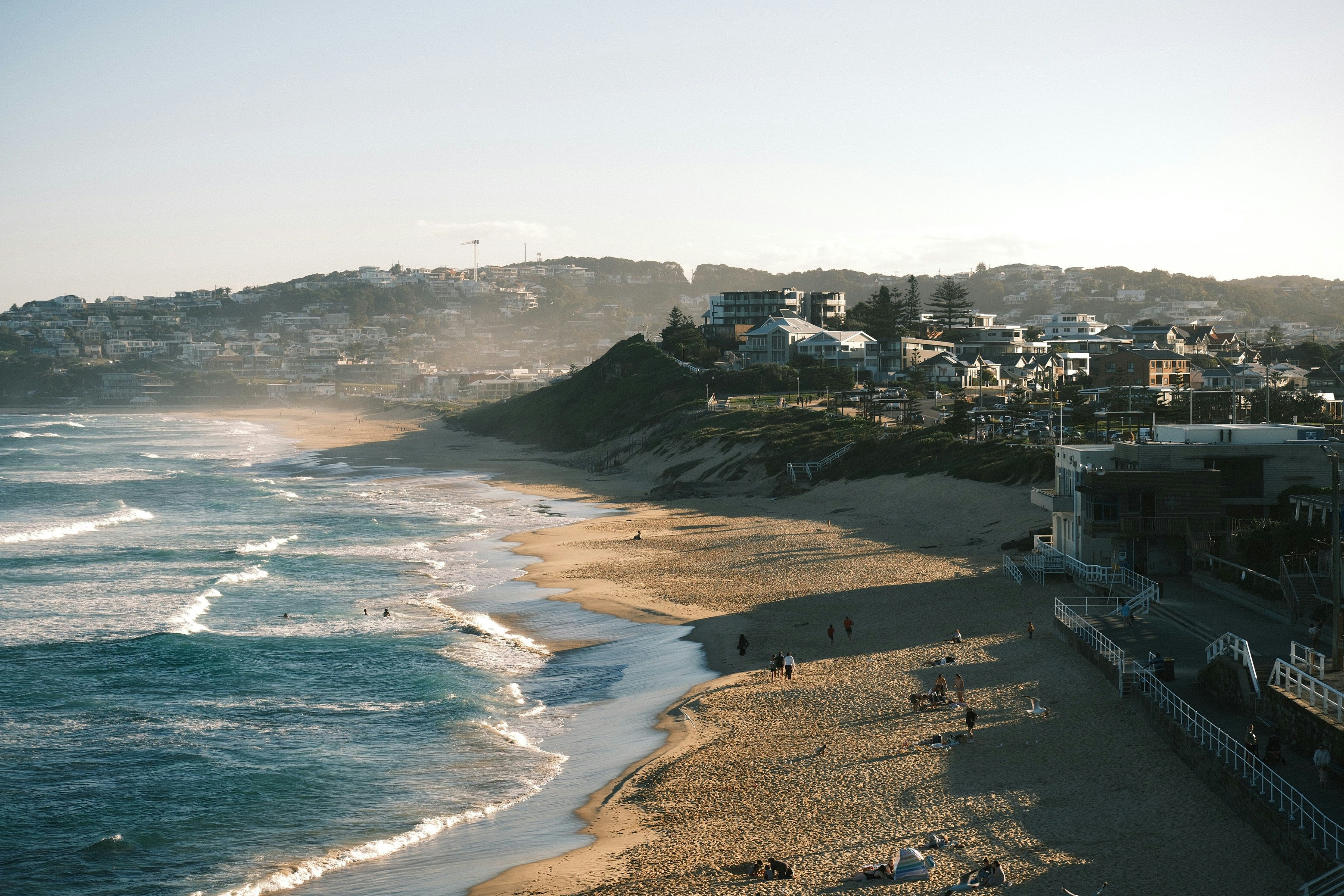 Coastal Cliffside Village Under Late-Afternoon Light