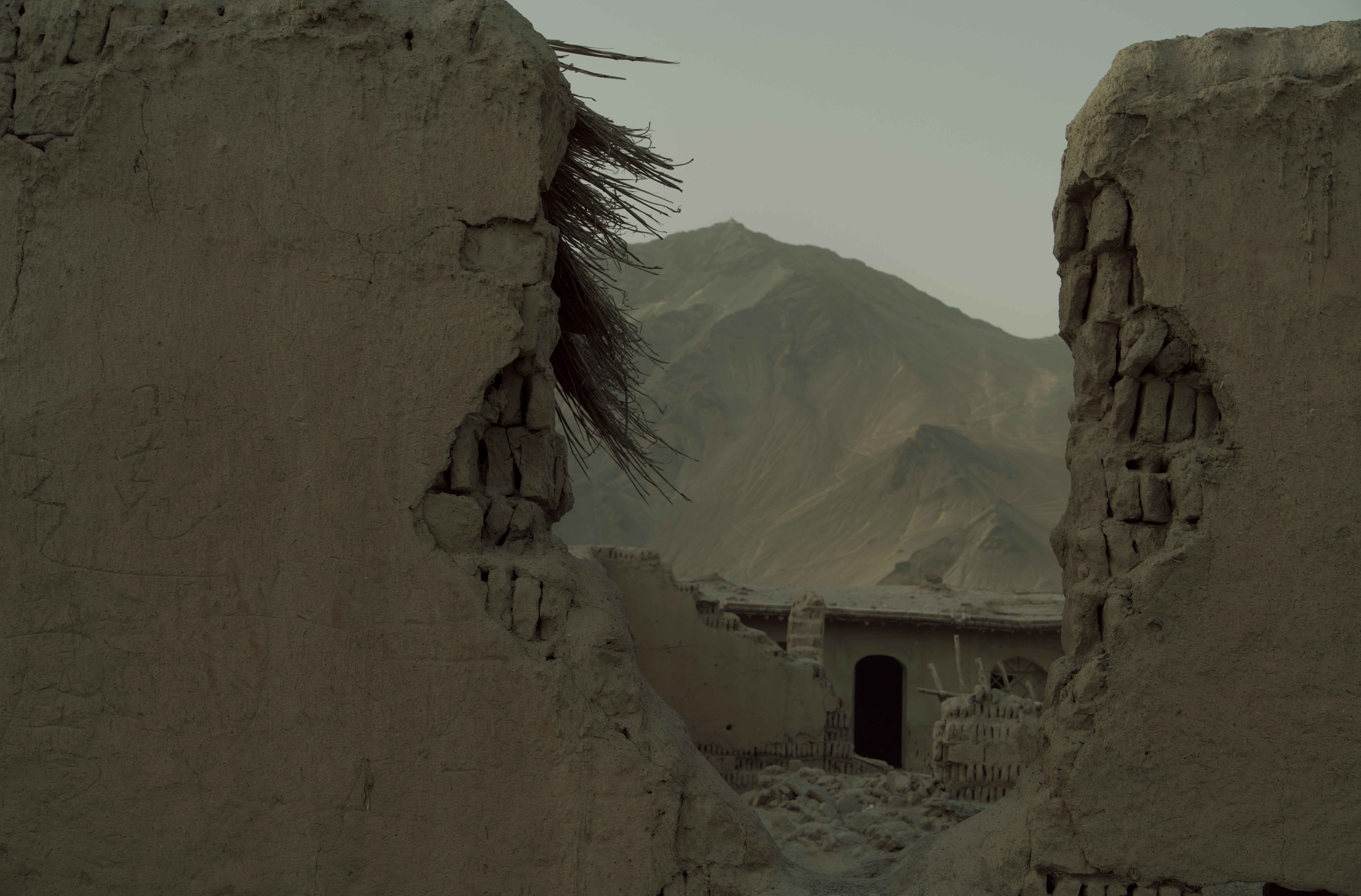 Ruins Framed by Mountain Gap