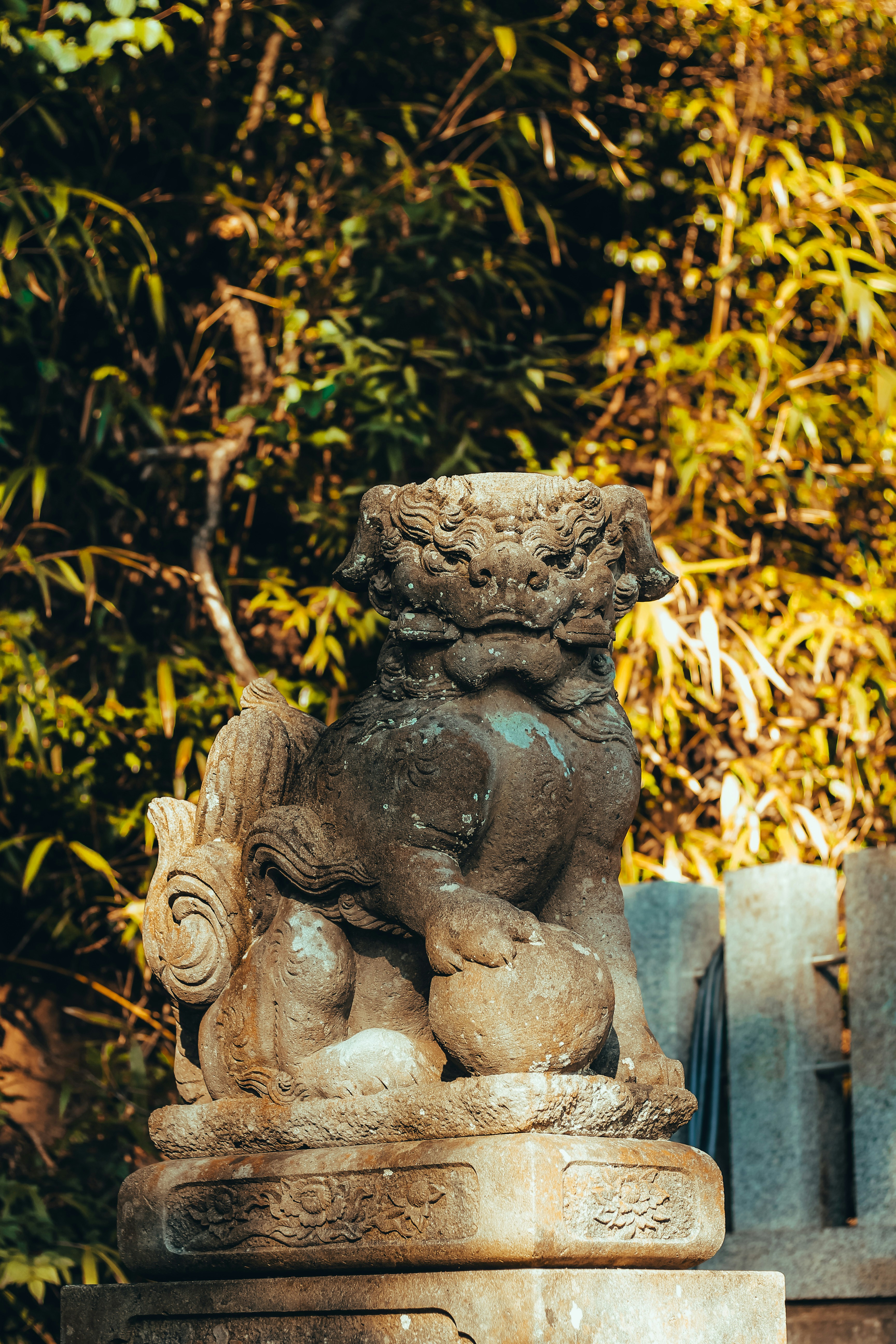 Stone Guardian Amid Autumn Light