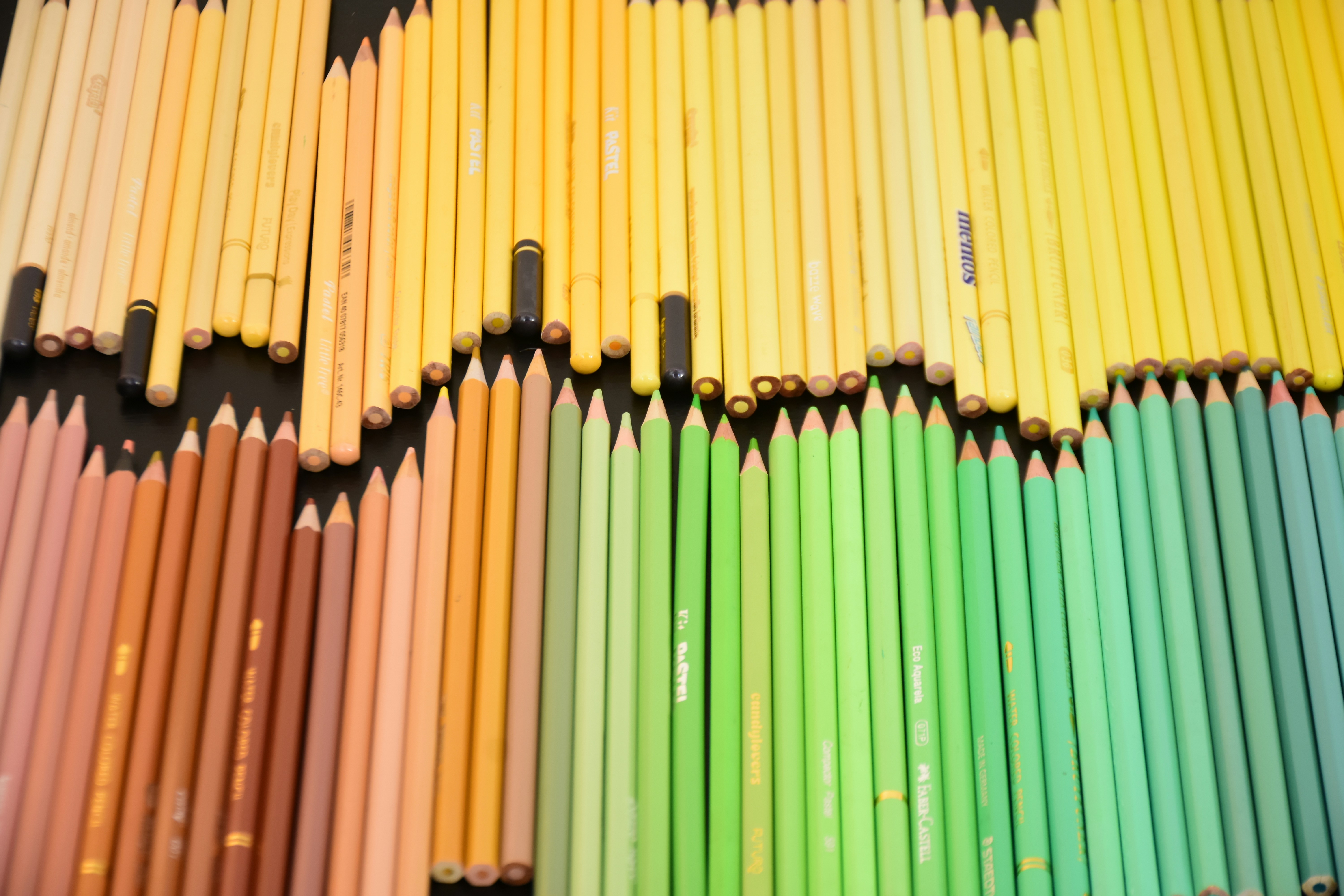 Chromatic Pencils in Harmony: A Top-Down Palette of Hues