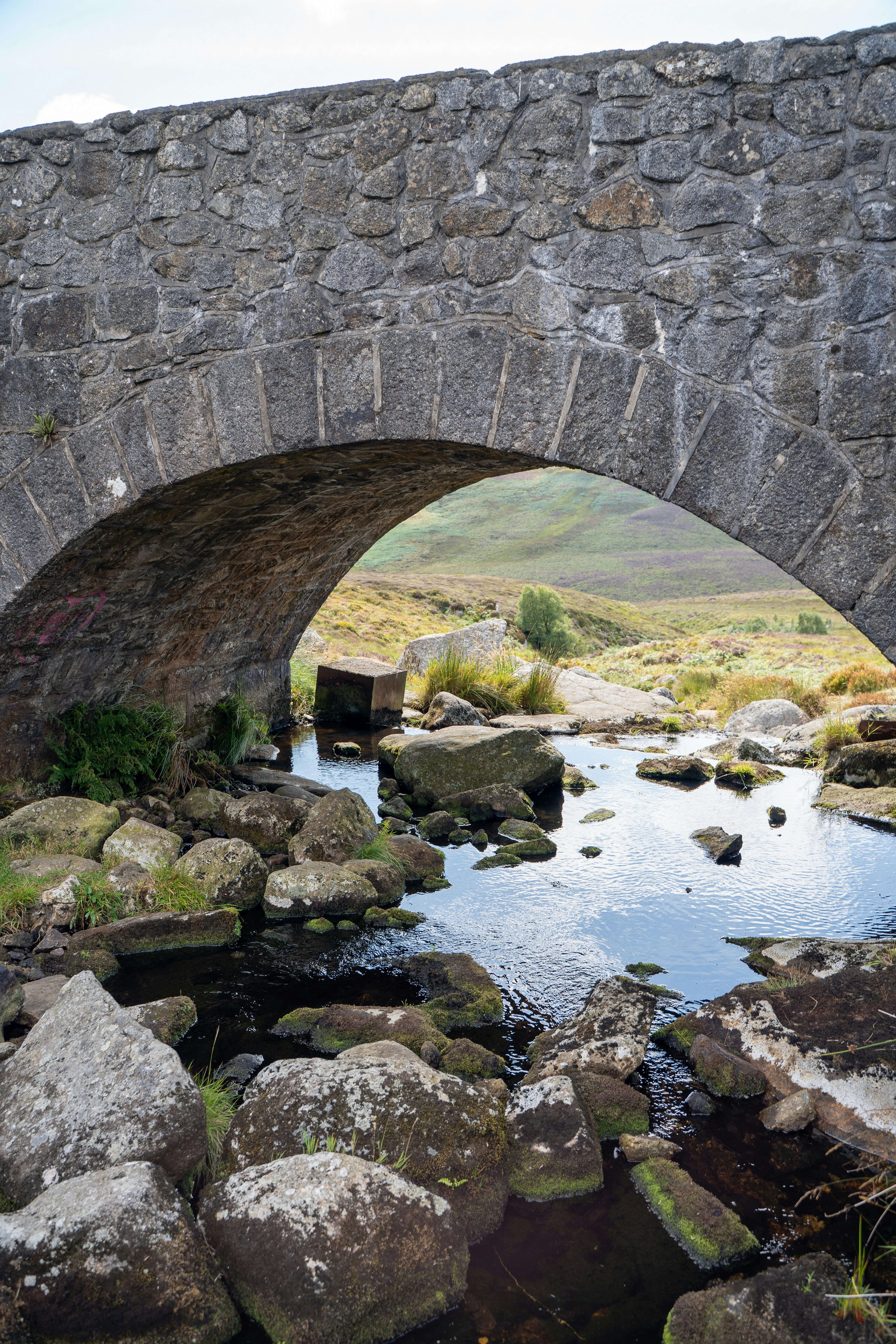 Arched Stone Bridge Over a Quiet Riverbed