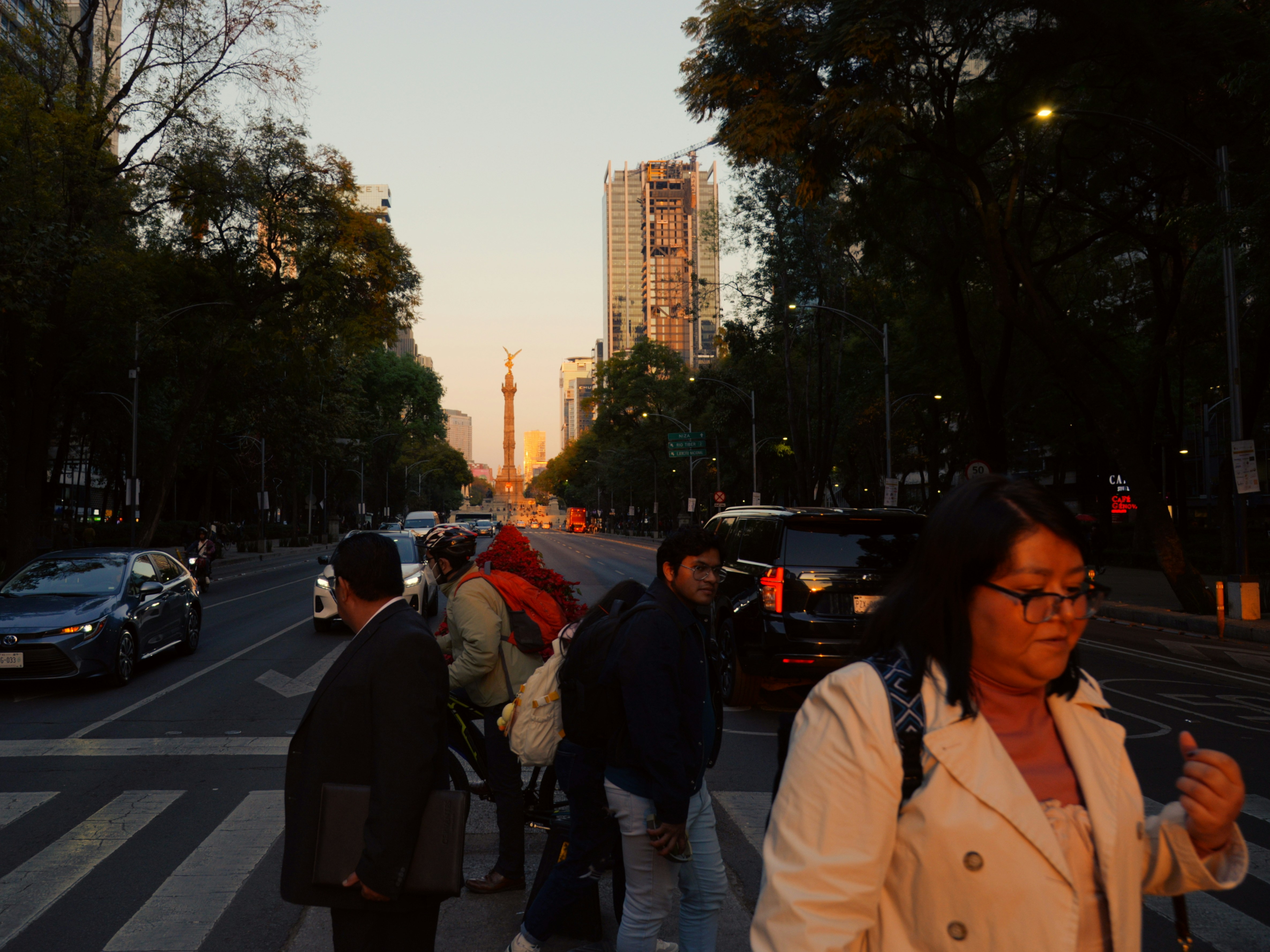 Dusk Crossing: Street Scene Toward the Central Tower