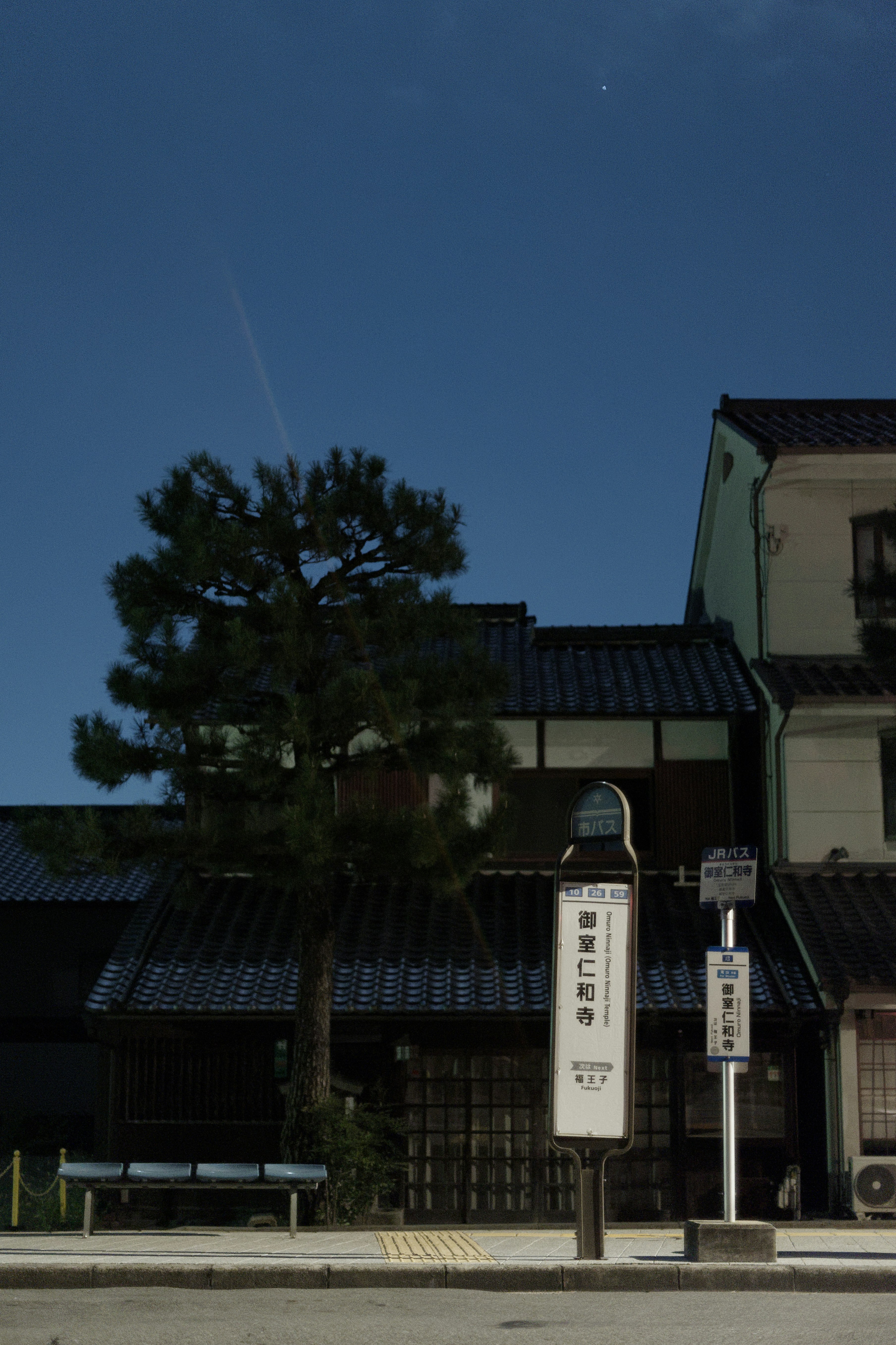 Quiet Street Corner with Traditional Rooflines and Pine