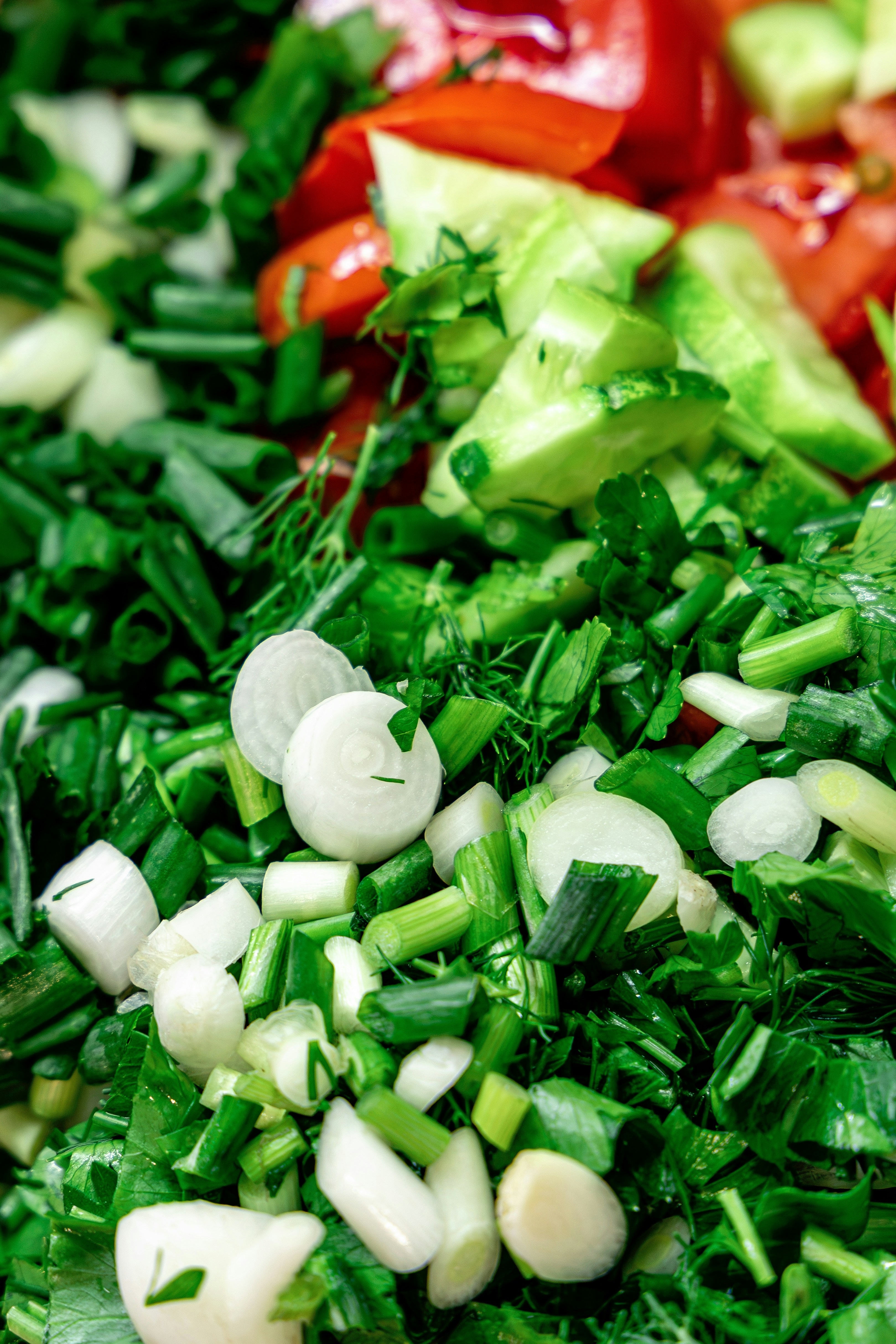 Vivid Green Herb Medley with Fresh Onion Blooms