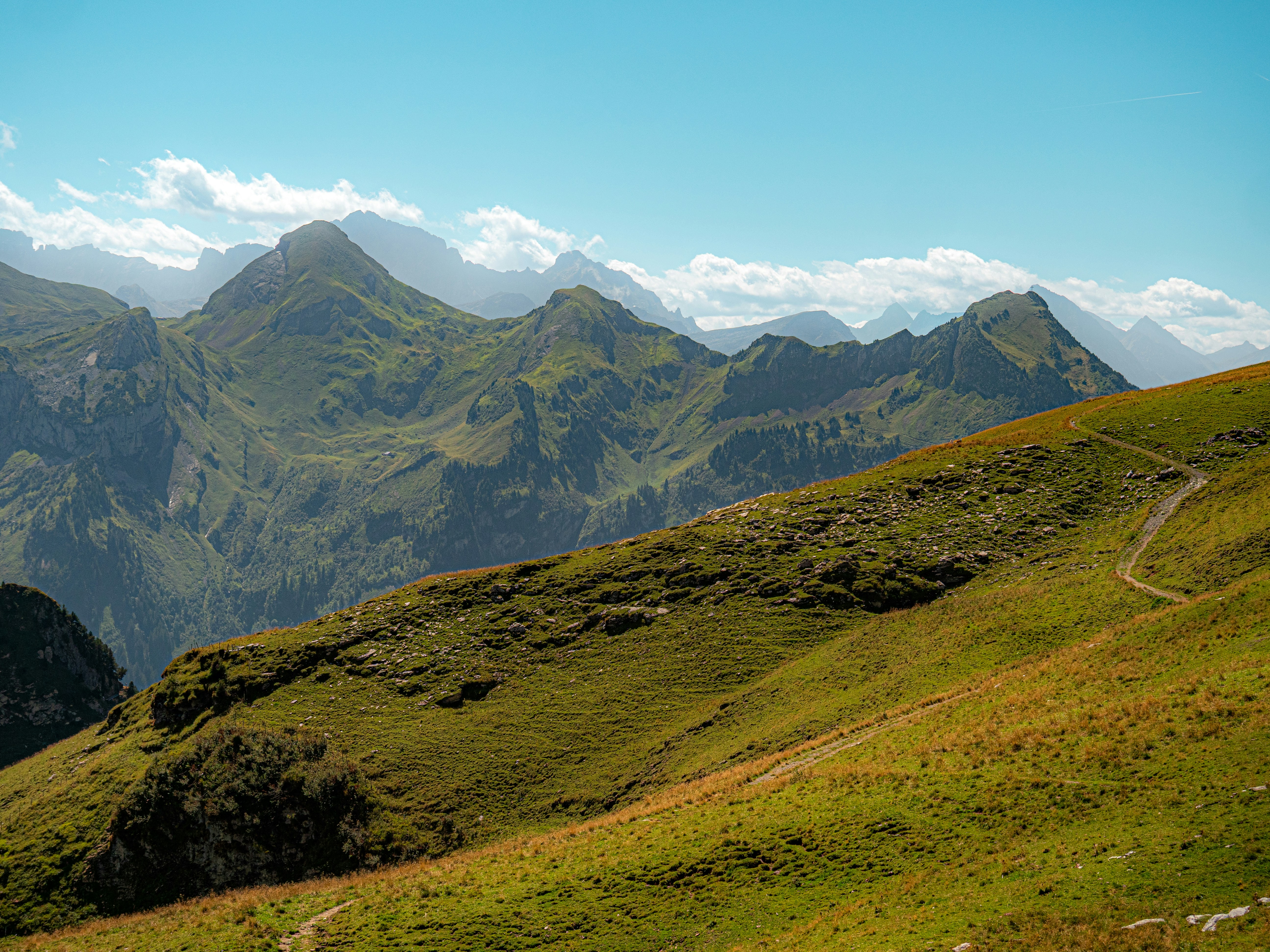 Loping ridgeline under a clear alpine sky