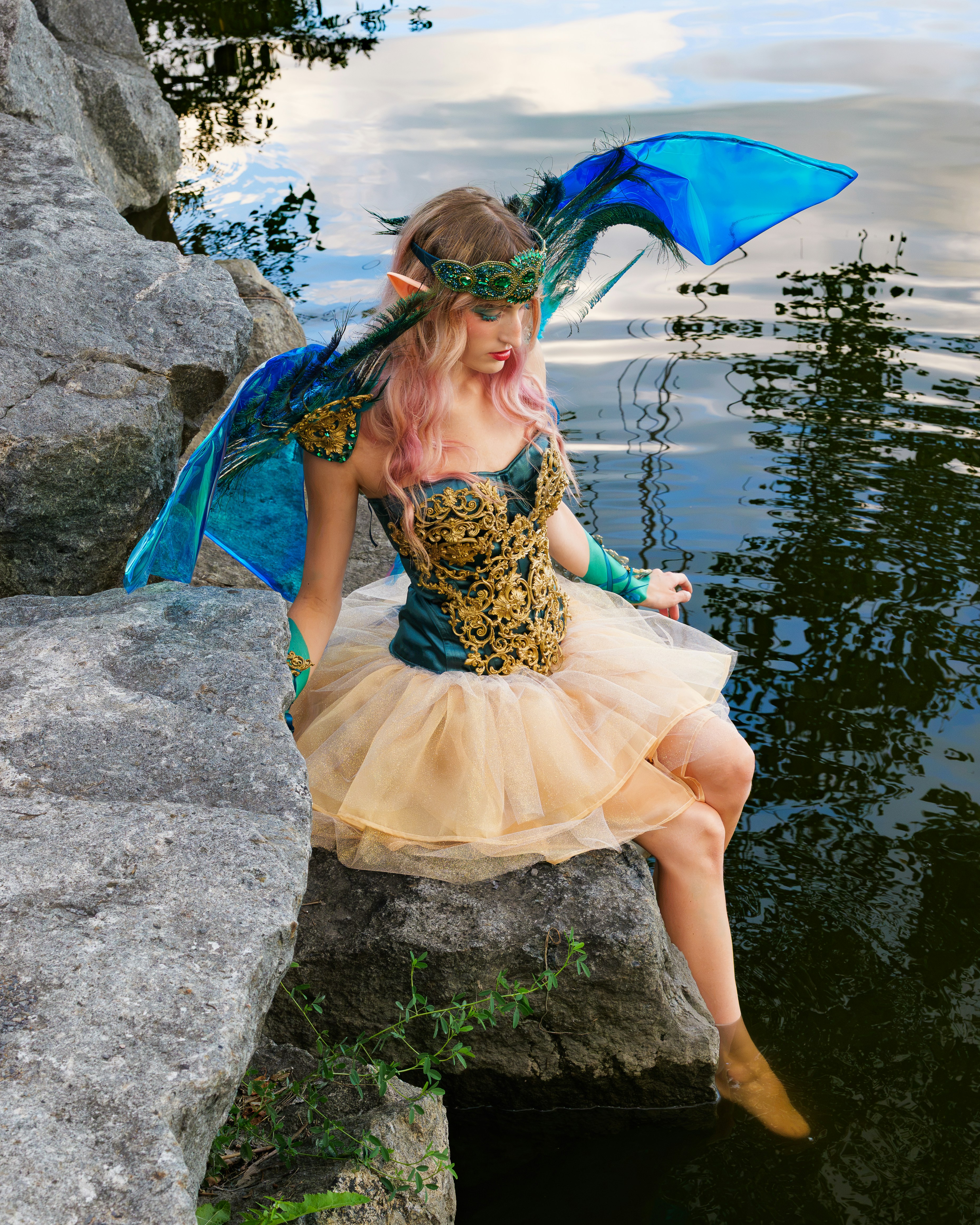 Moonlit Siren on the Rocks: Fantasy Costume by the Water