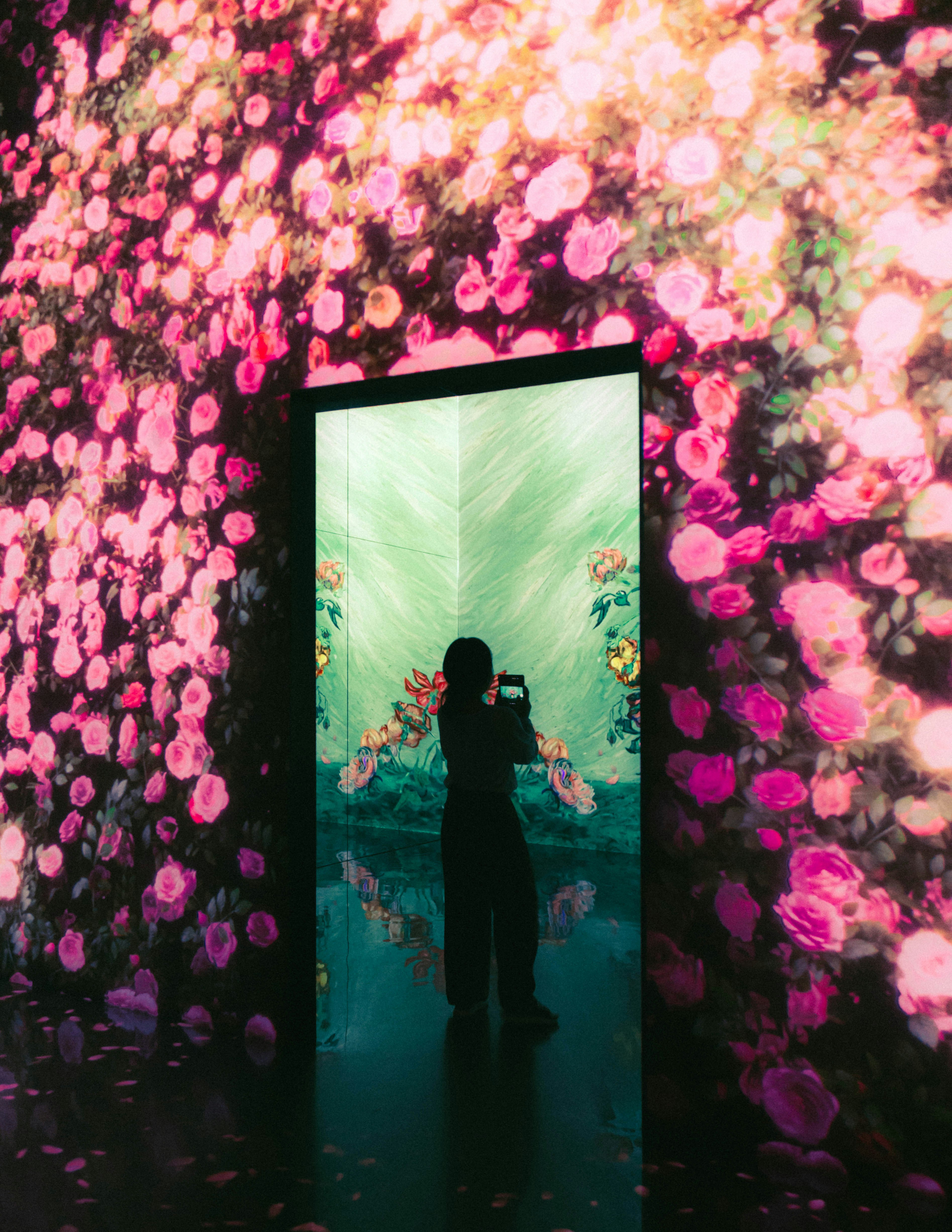 Through the Floral Doorway: A Silhouette Captures the Moment