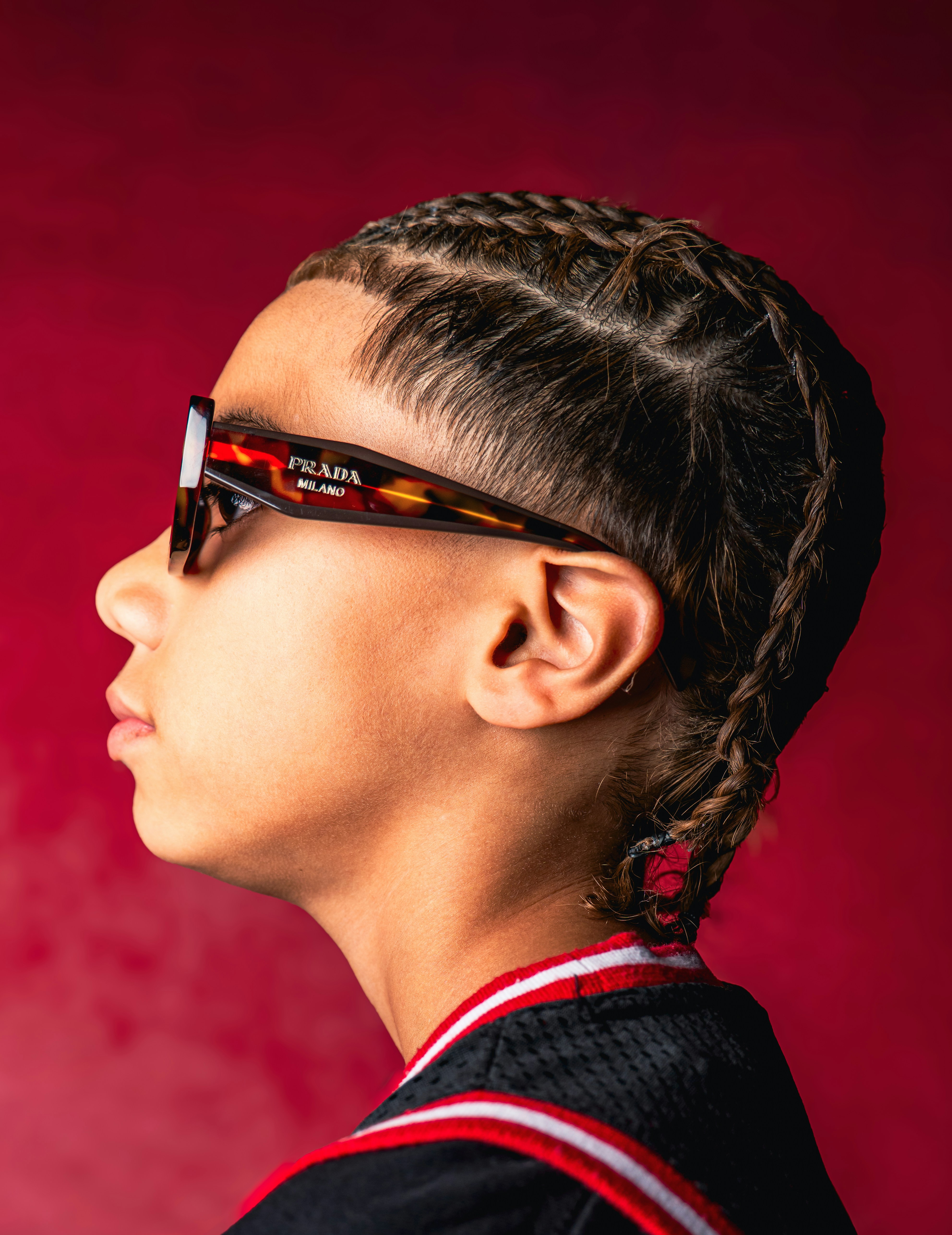 Side-profile Portrait in Rich Red