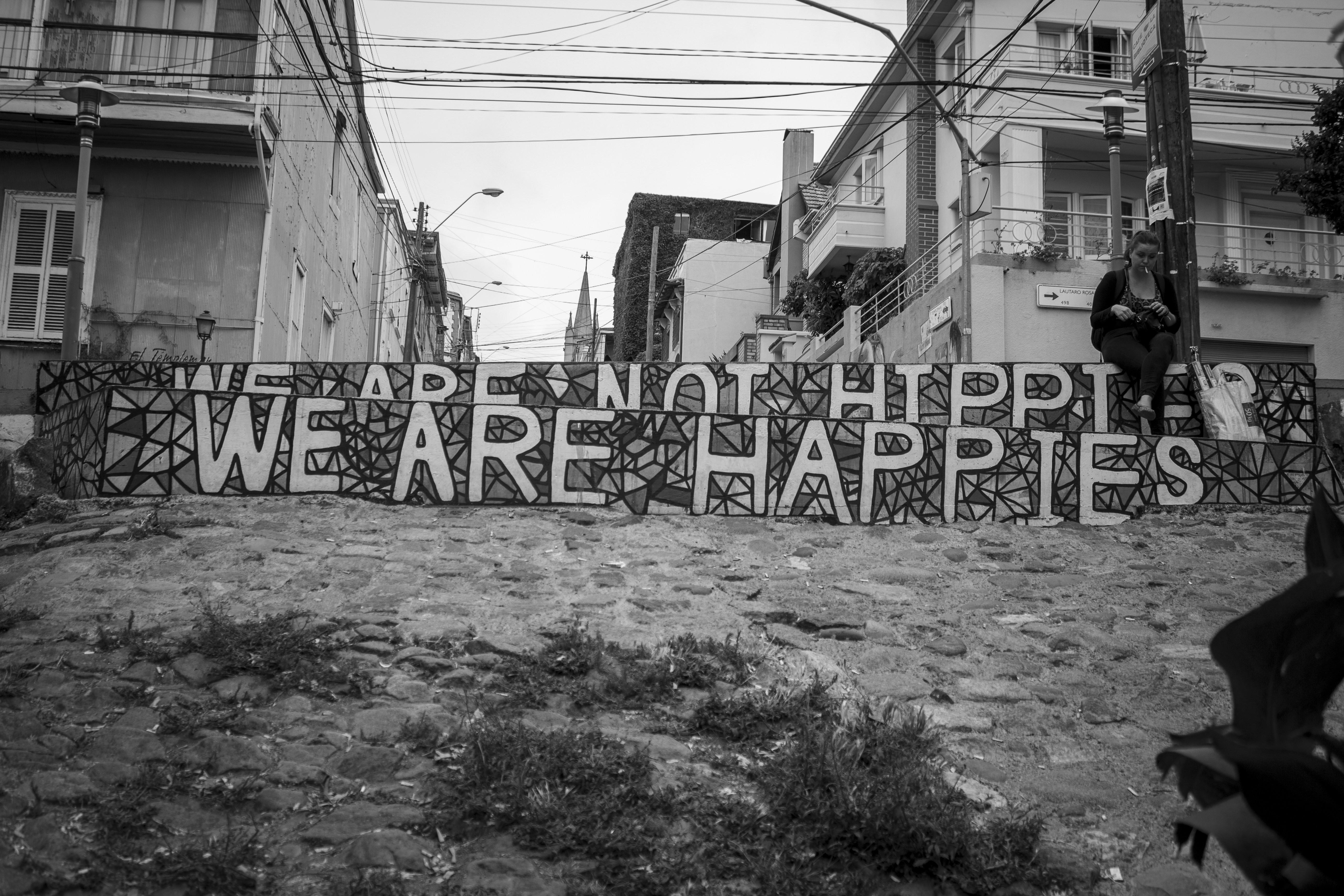 Hope on the Slope: A Banner of Happiness Across the Street