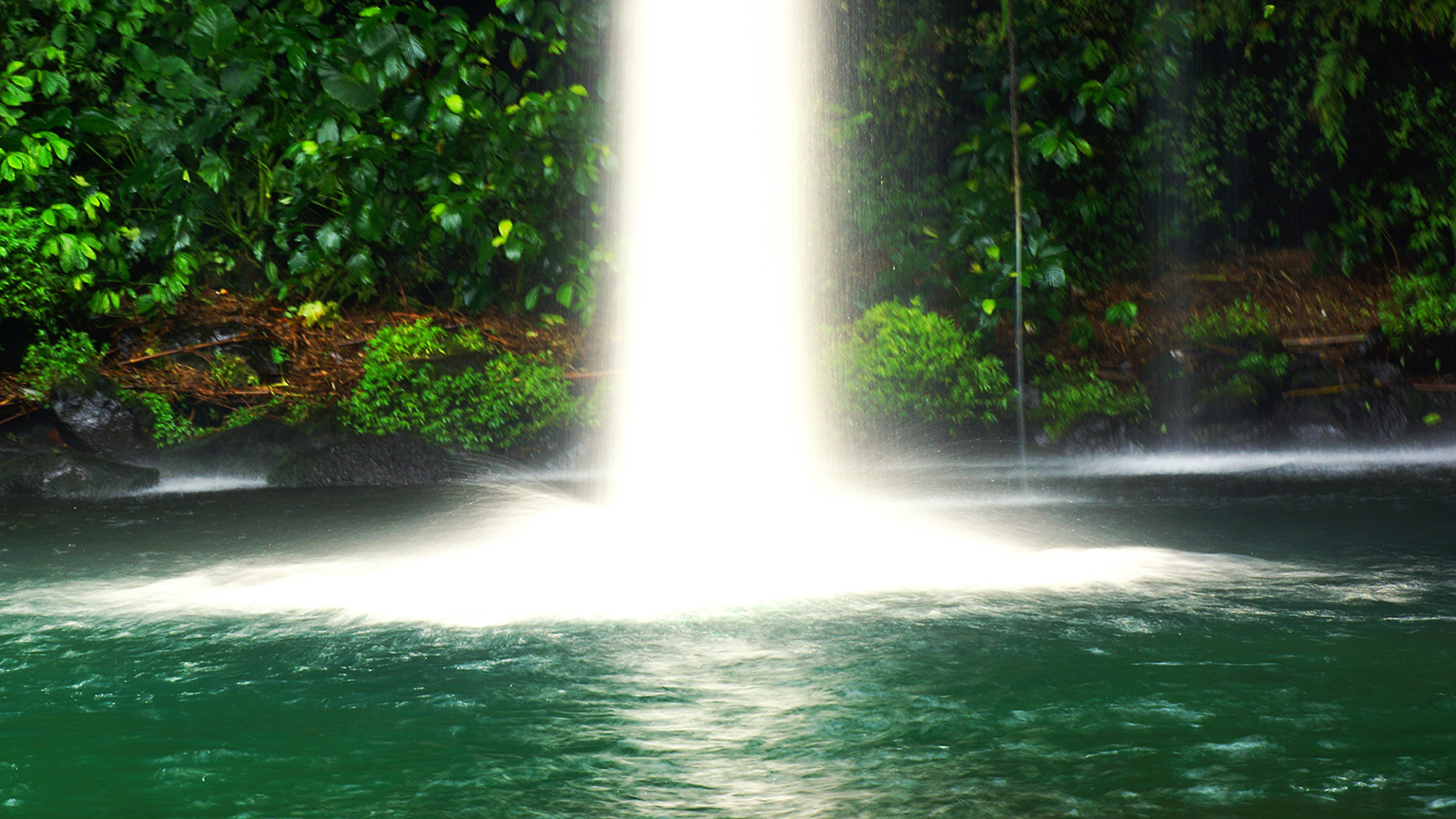 Centered Cascade: A Quiet Fountain Surging from a Green Terrace
