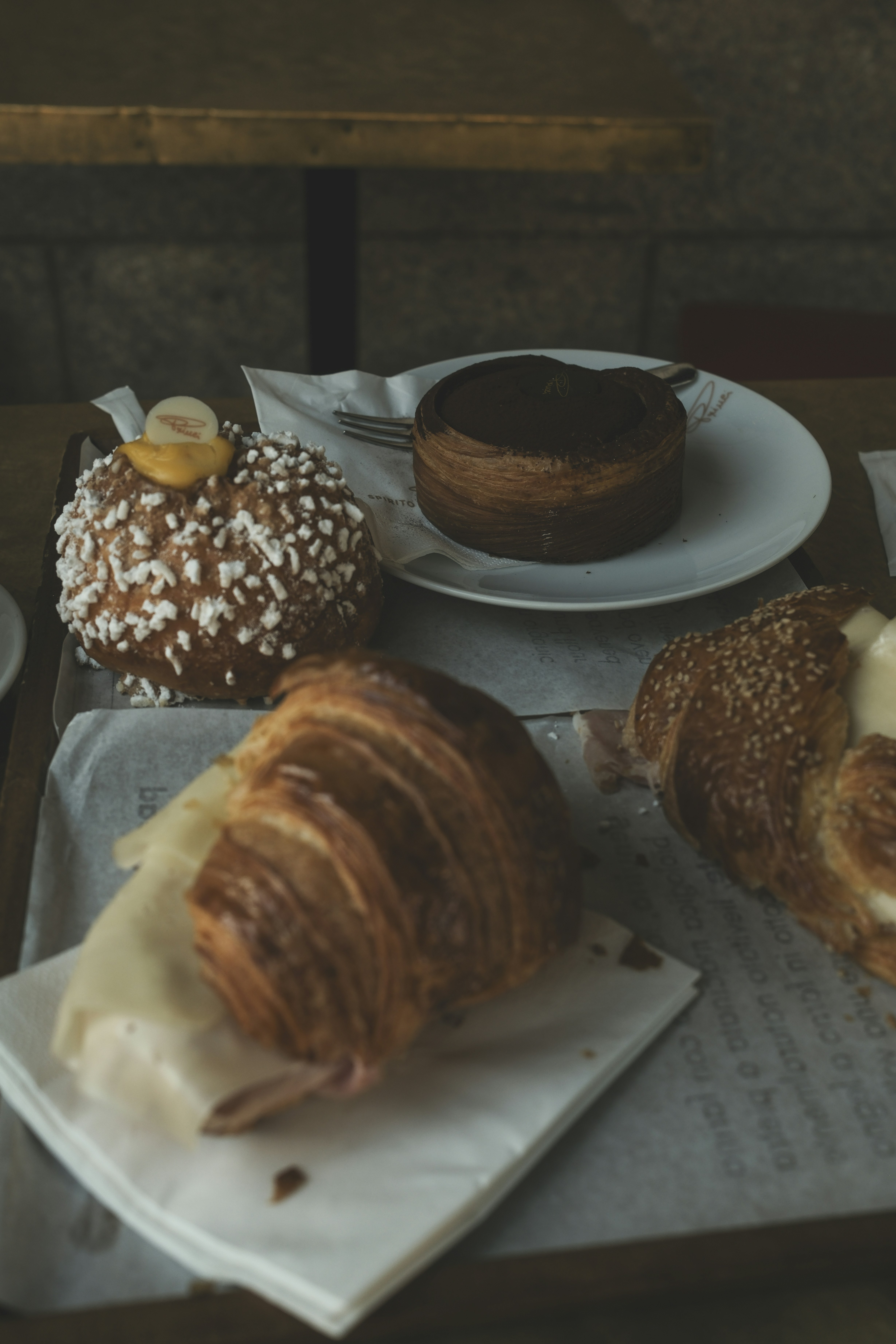 Pastry Palette: A Row of Treats on a Rustic Wooden Tray