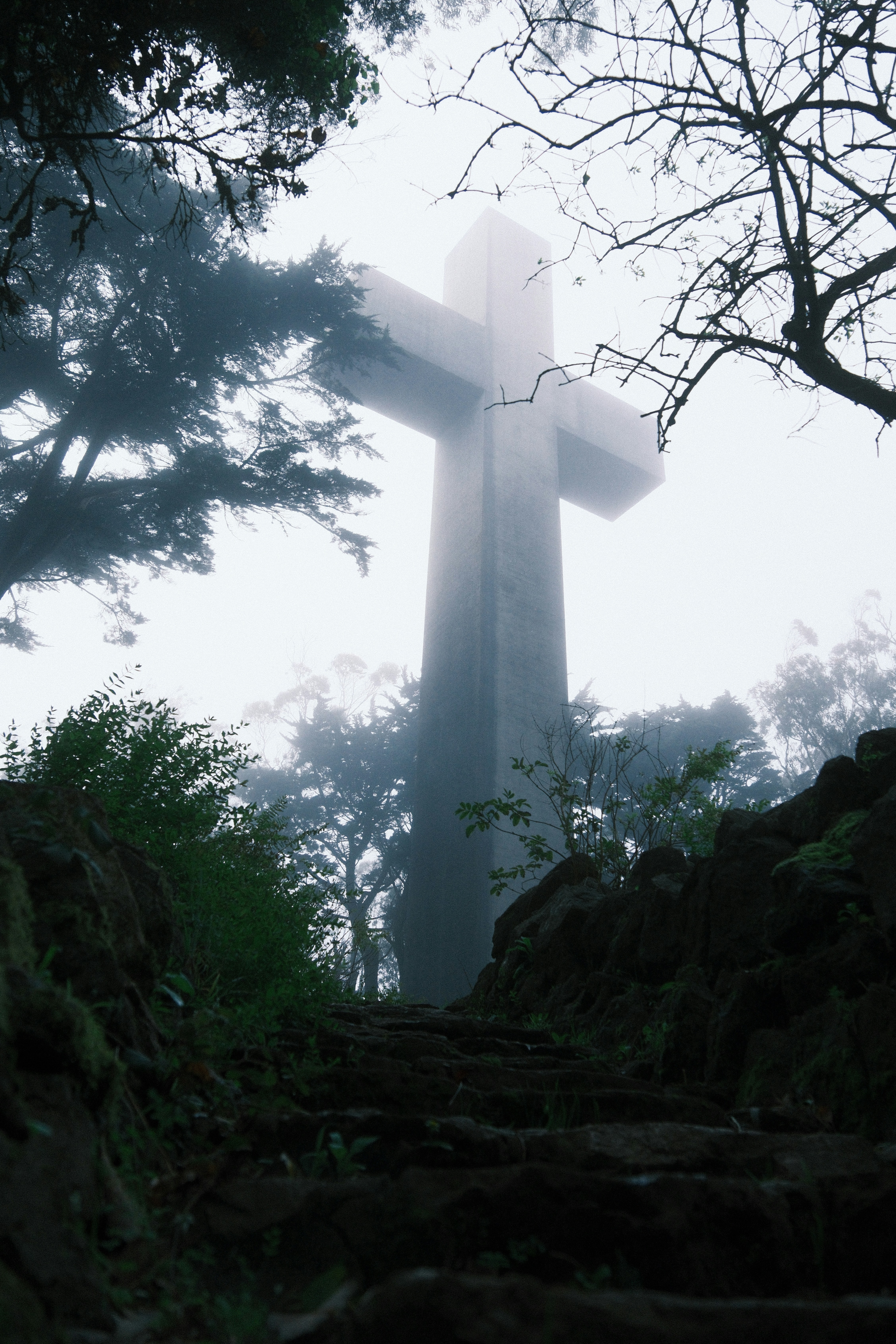 Cloud-enshrouded Cross: A Stairway to Quiet Sky