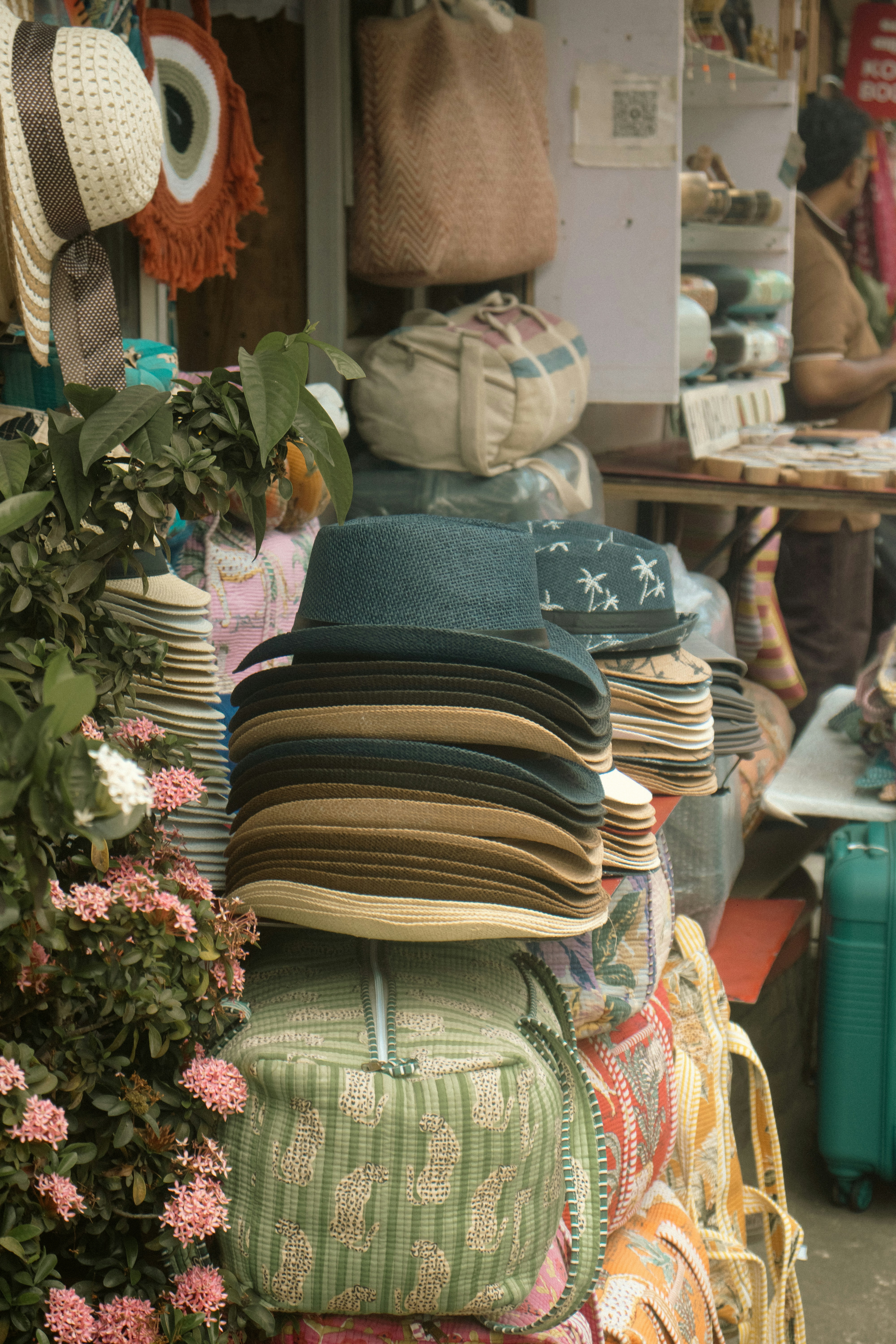Hats and bags display