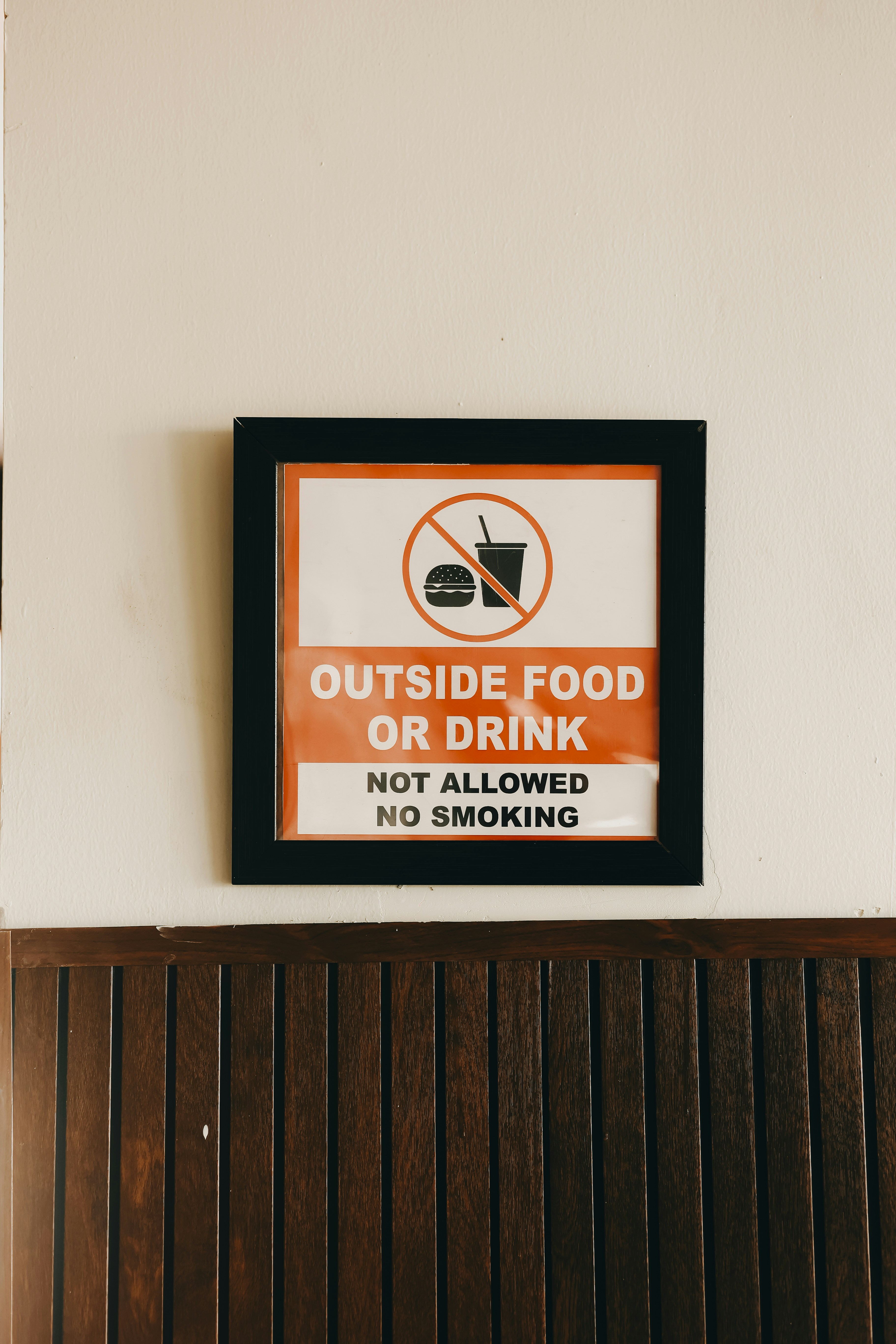 No-Food Zone Framed: Framed Sign on a Quiet Wall