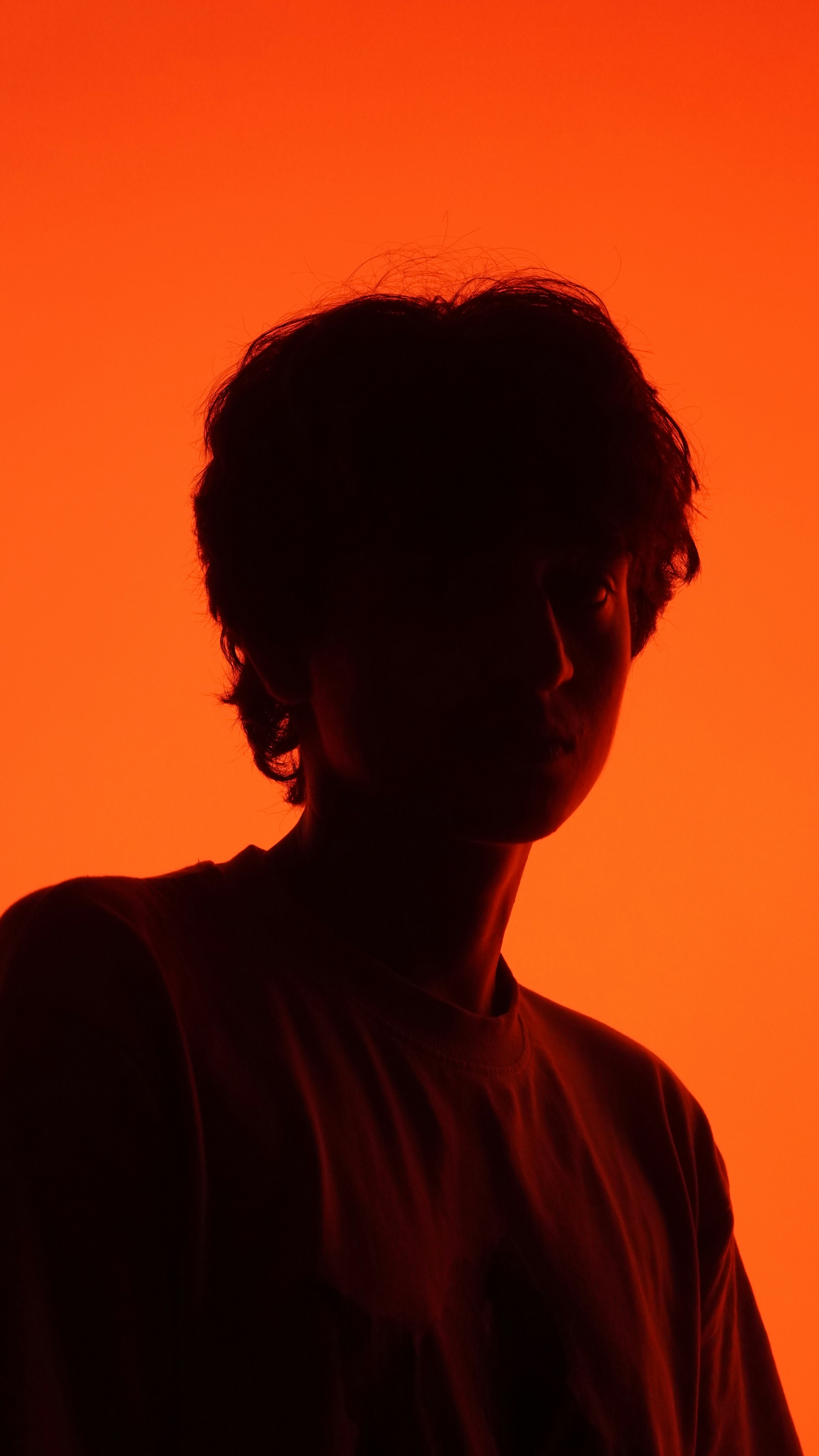 Backlit Silhouette: A Crimson Portrait in Negative Space