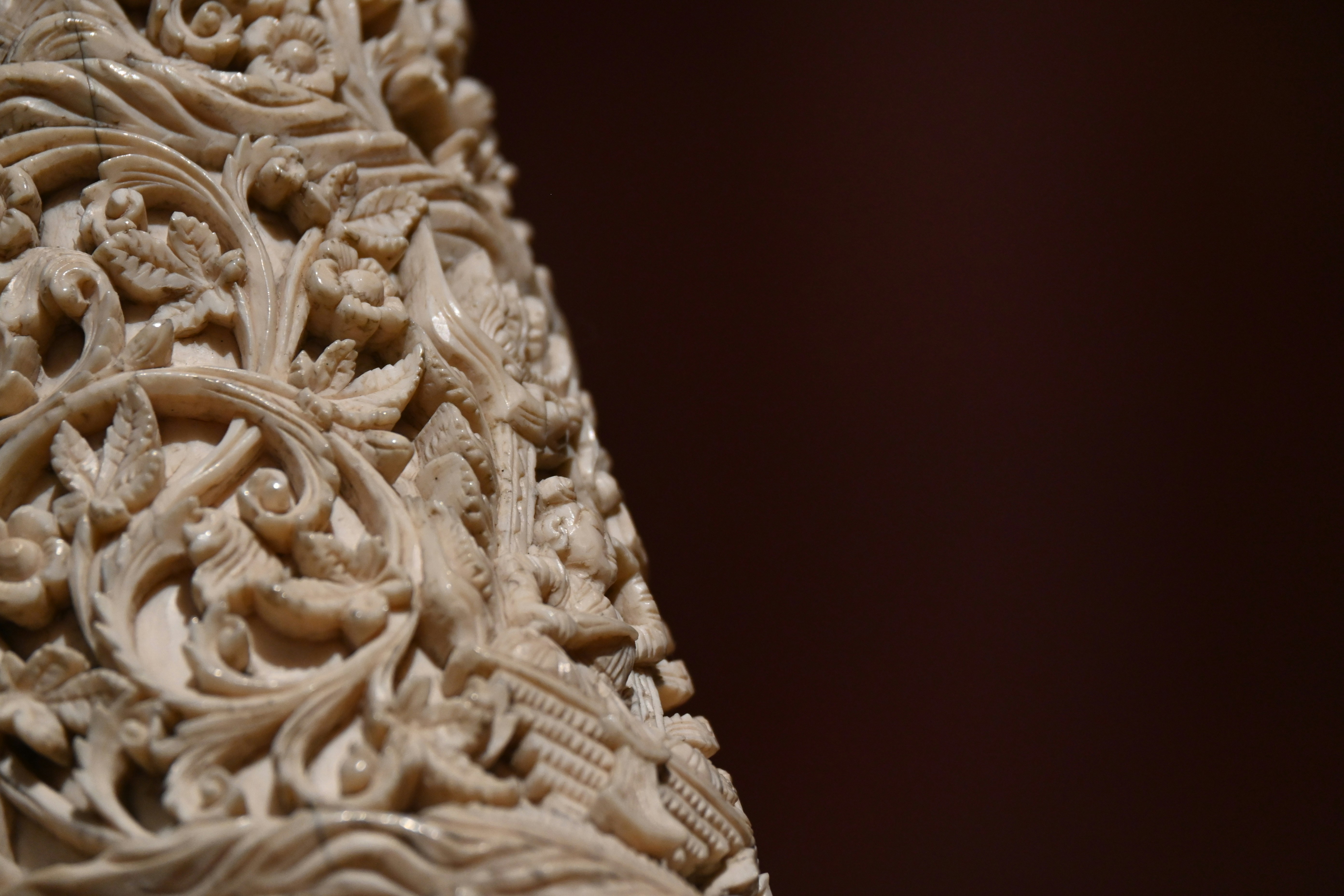 Intricate Carved Folklore: A Close-Up of Ornate Stonework