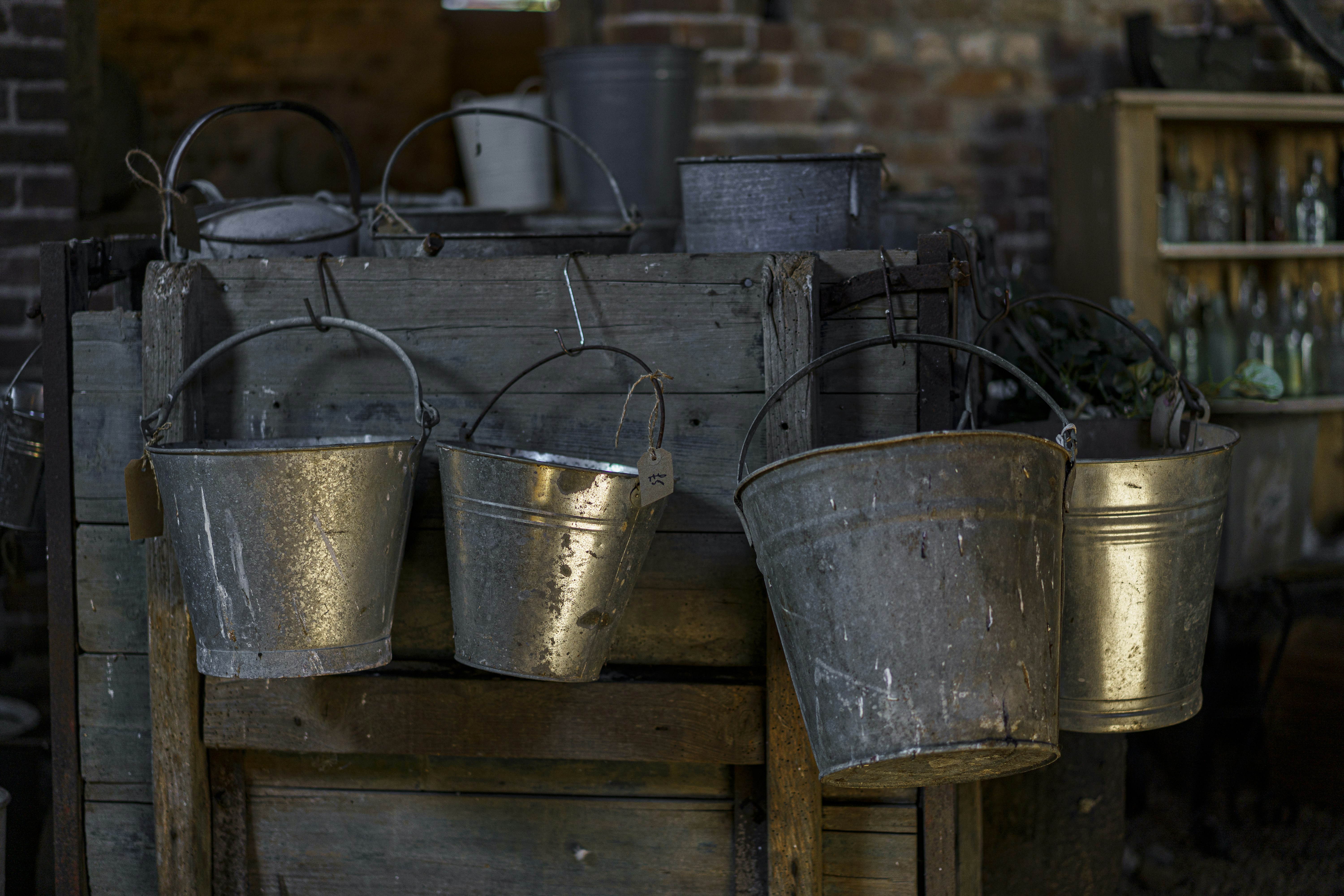 Weathered Buckets, Quiet Workshop
