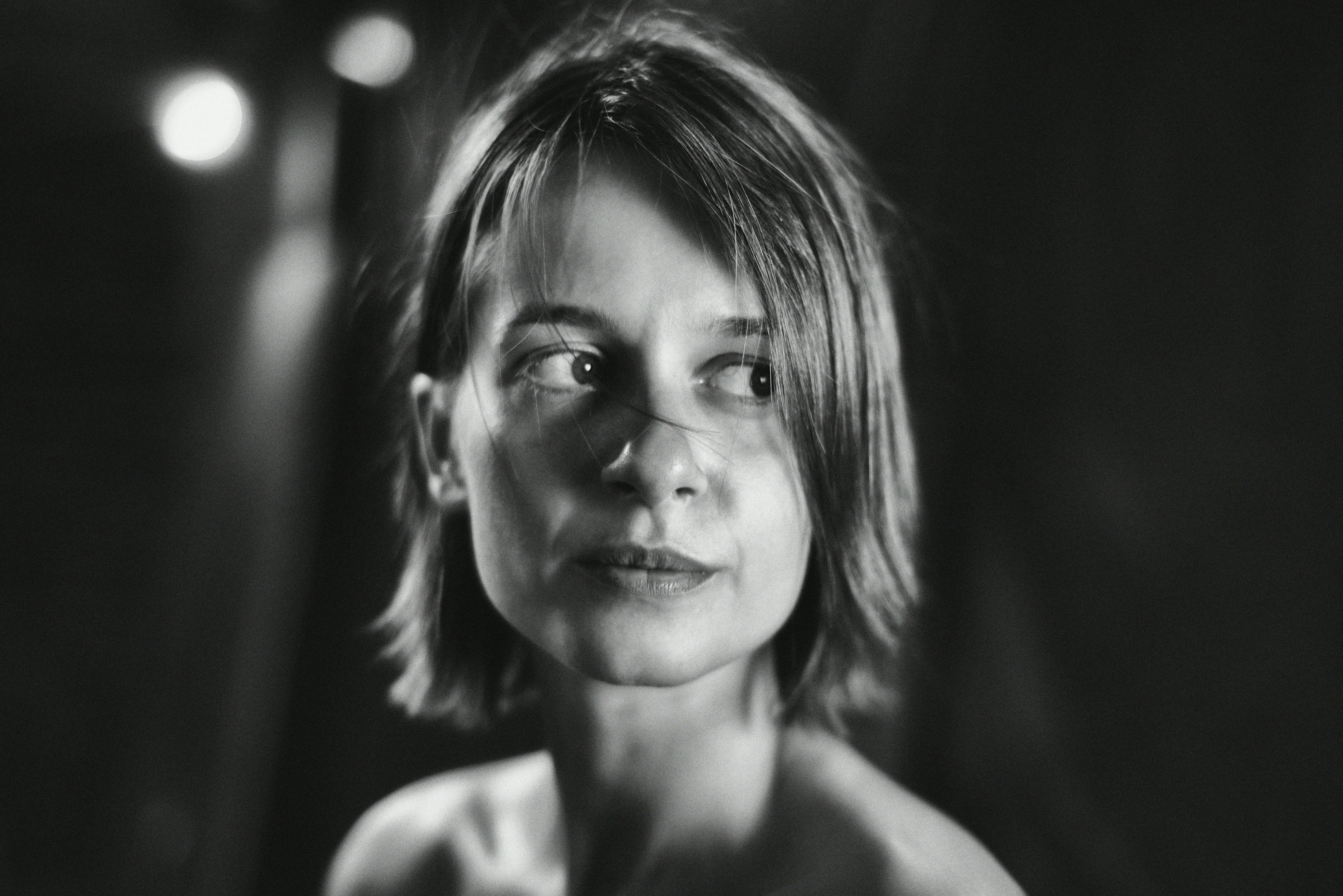 Quiet Gaze in Low Light: A Portrait with Soft Shadows