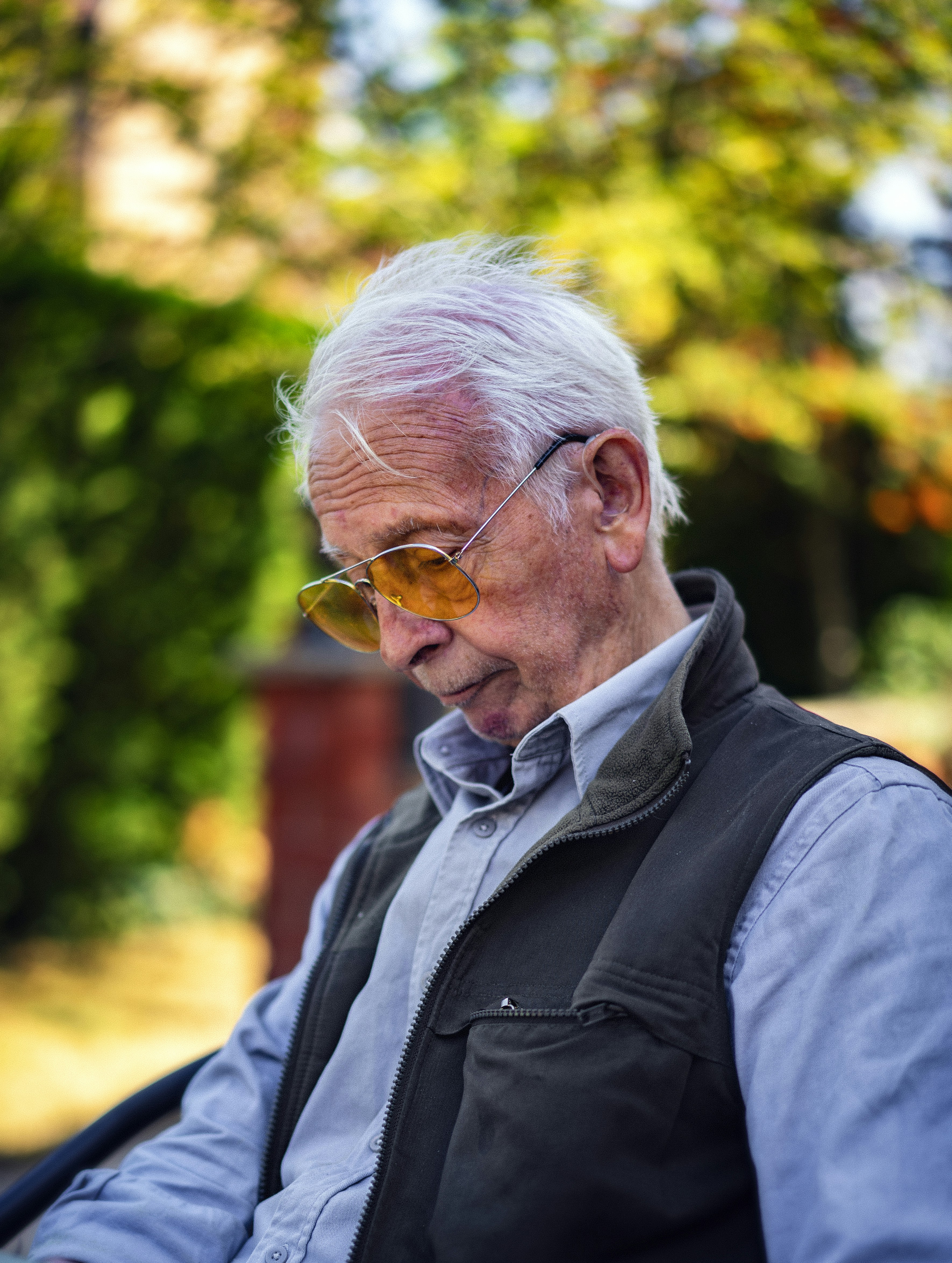Soft Focus Portrait of a Retired Gentleman in Autumn Light