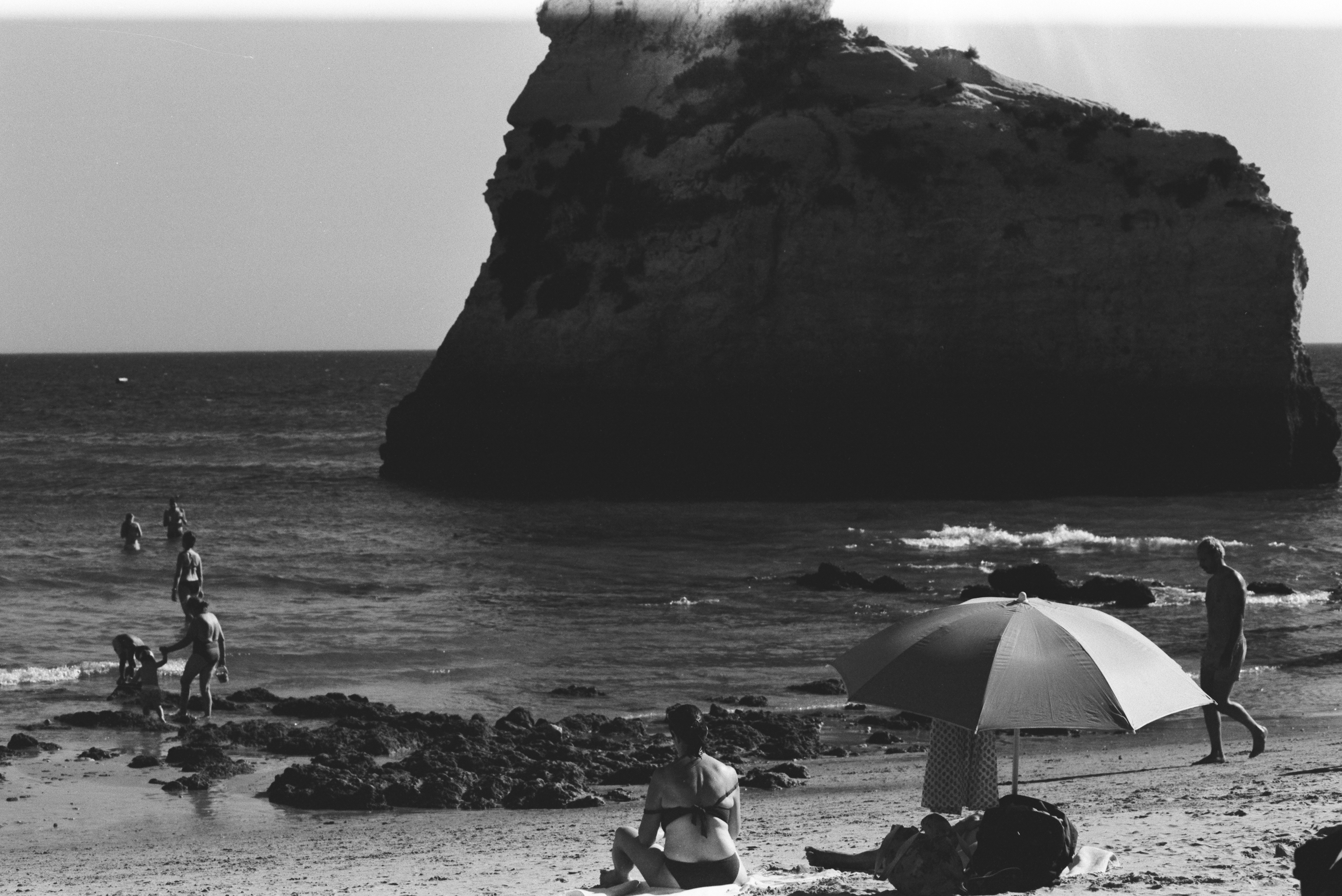 Umbrella over Quiet Beach: A Quiet Moment by the Sea