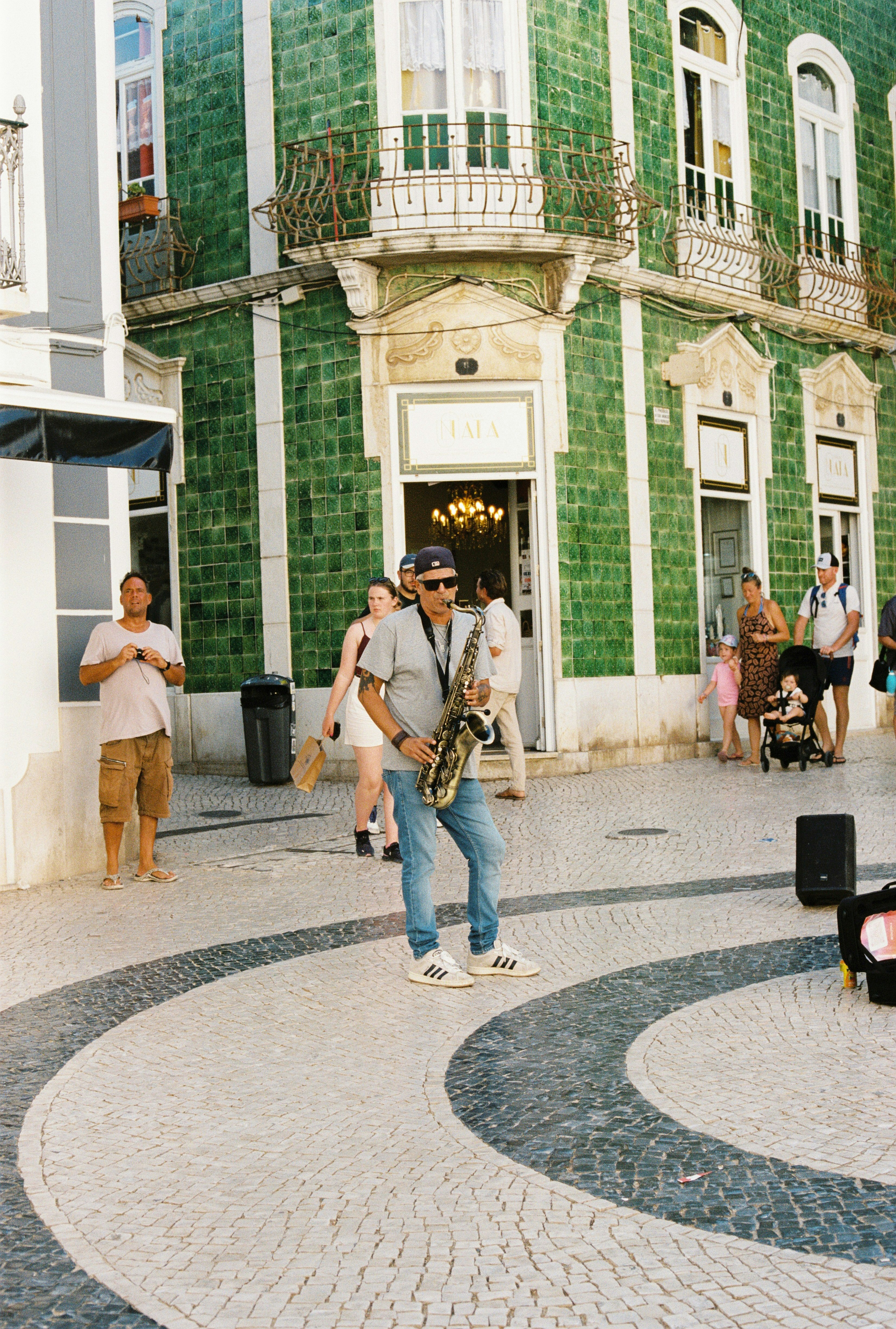 Saxophone Serenade on a Mosaic Stage