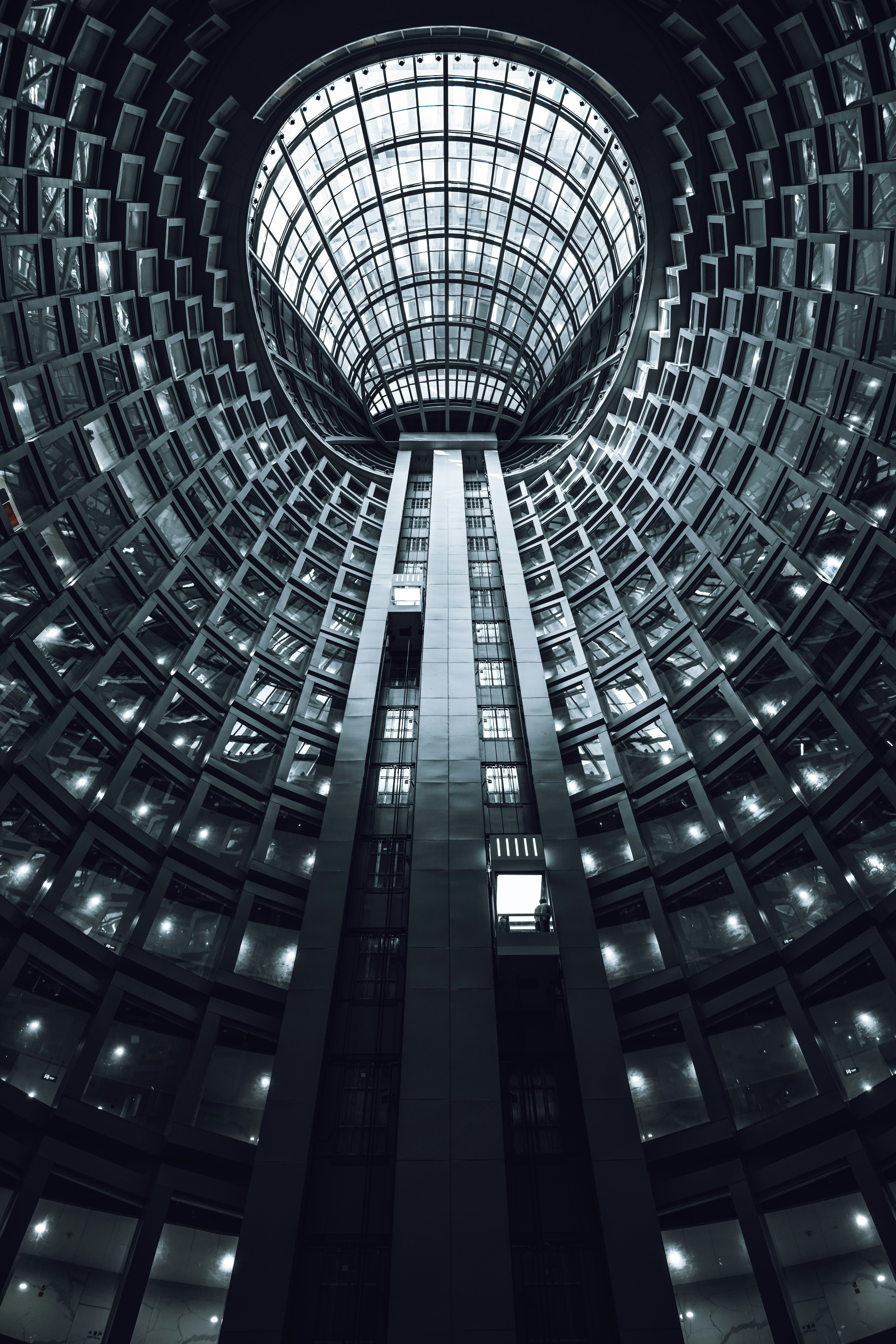 Atrium of Echoing Circles: A Spiral of Glass and Steel