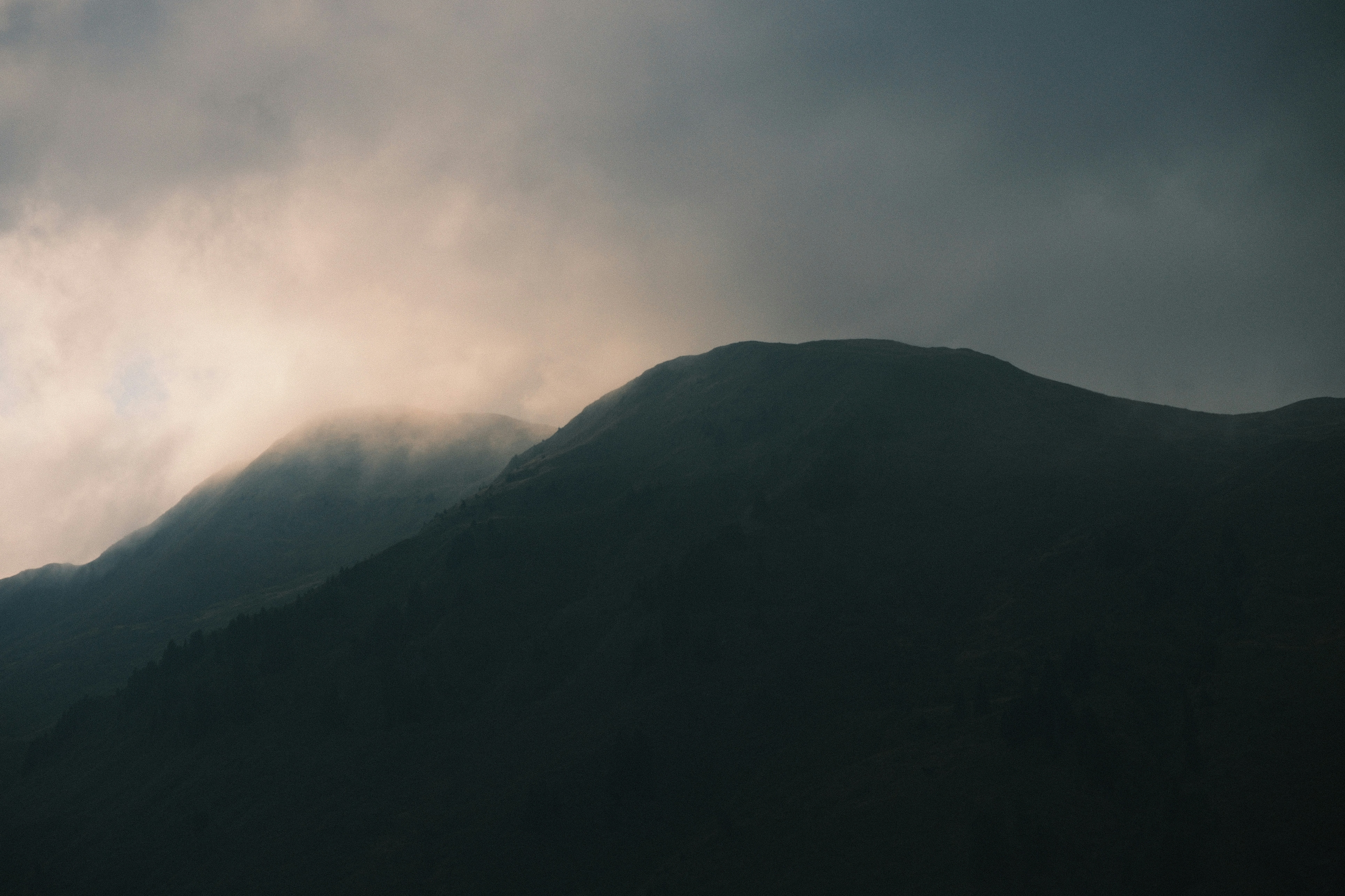 Mist Crowned Ridge at Twilight