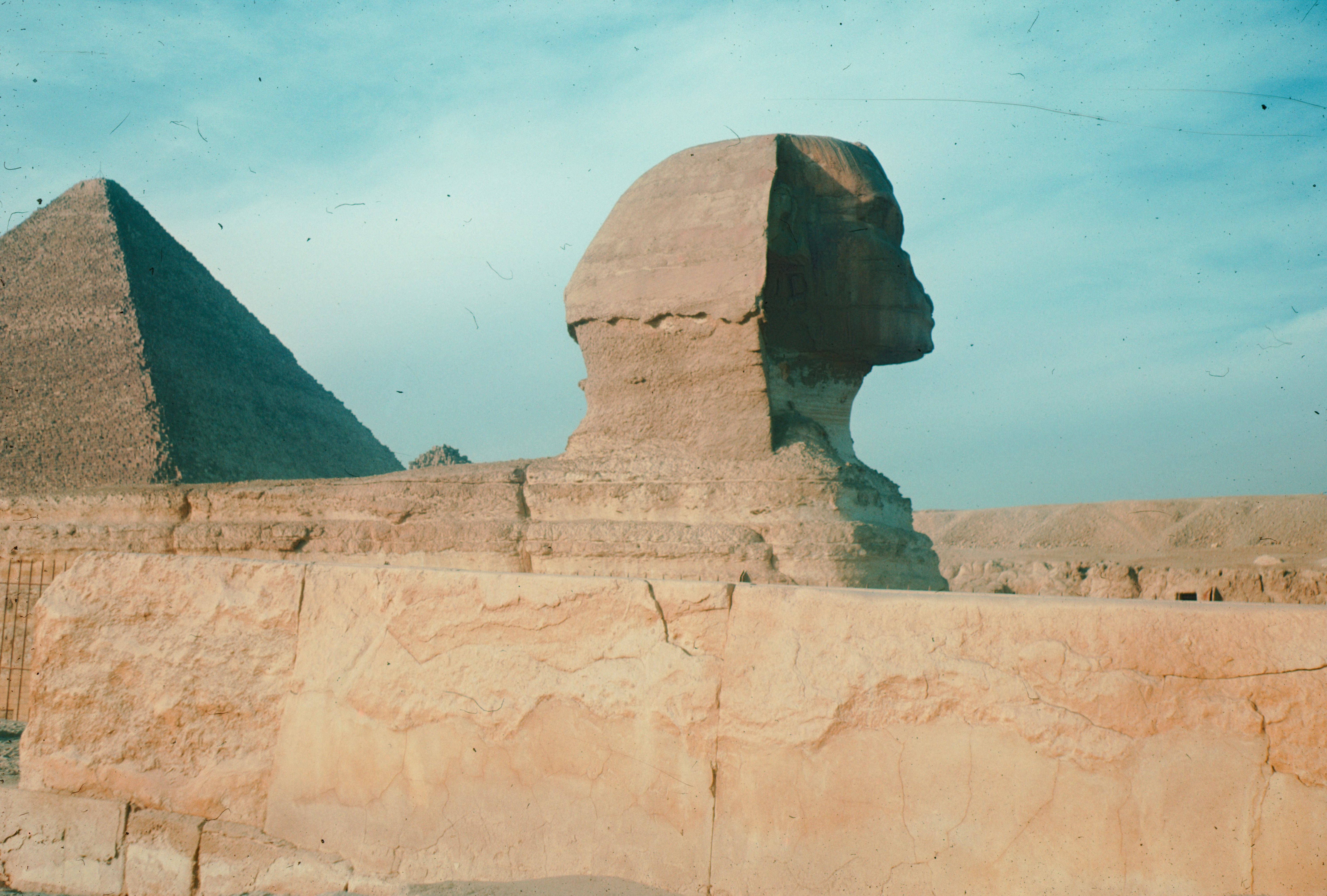 Stone Sentinel: The Sphinx-like Head Amid the Desert Ruins