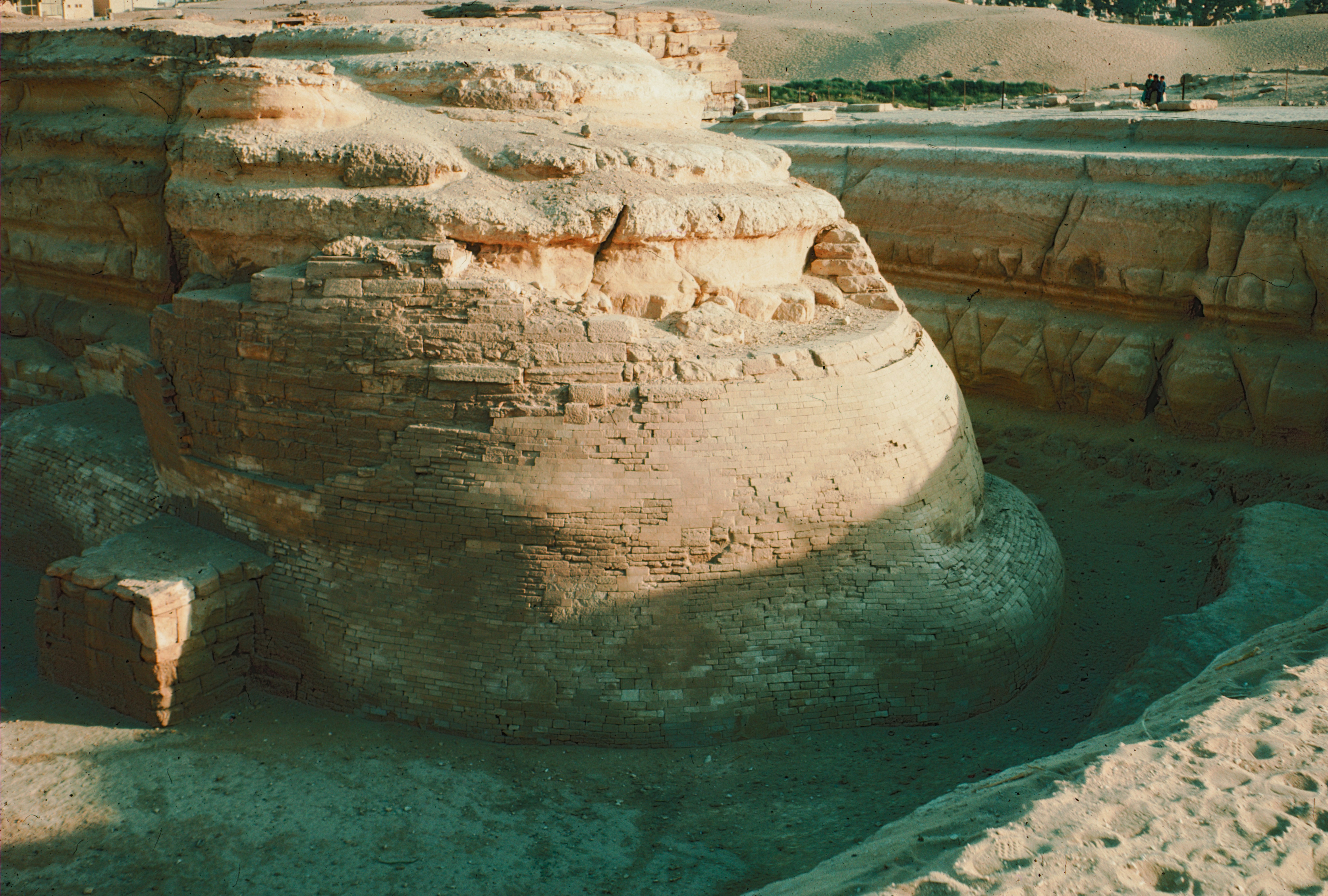 Ancient Terrace Echoes: A Weathered Circular Structure in Desert Sediments