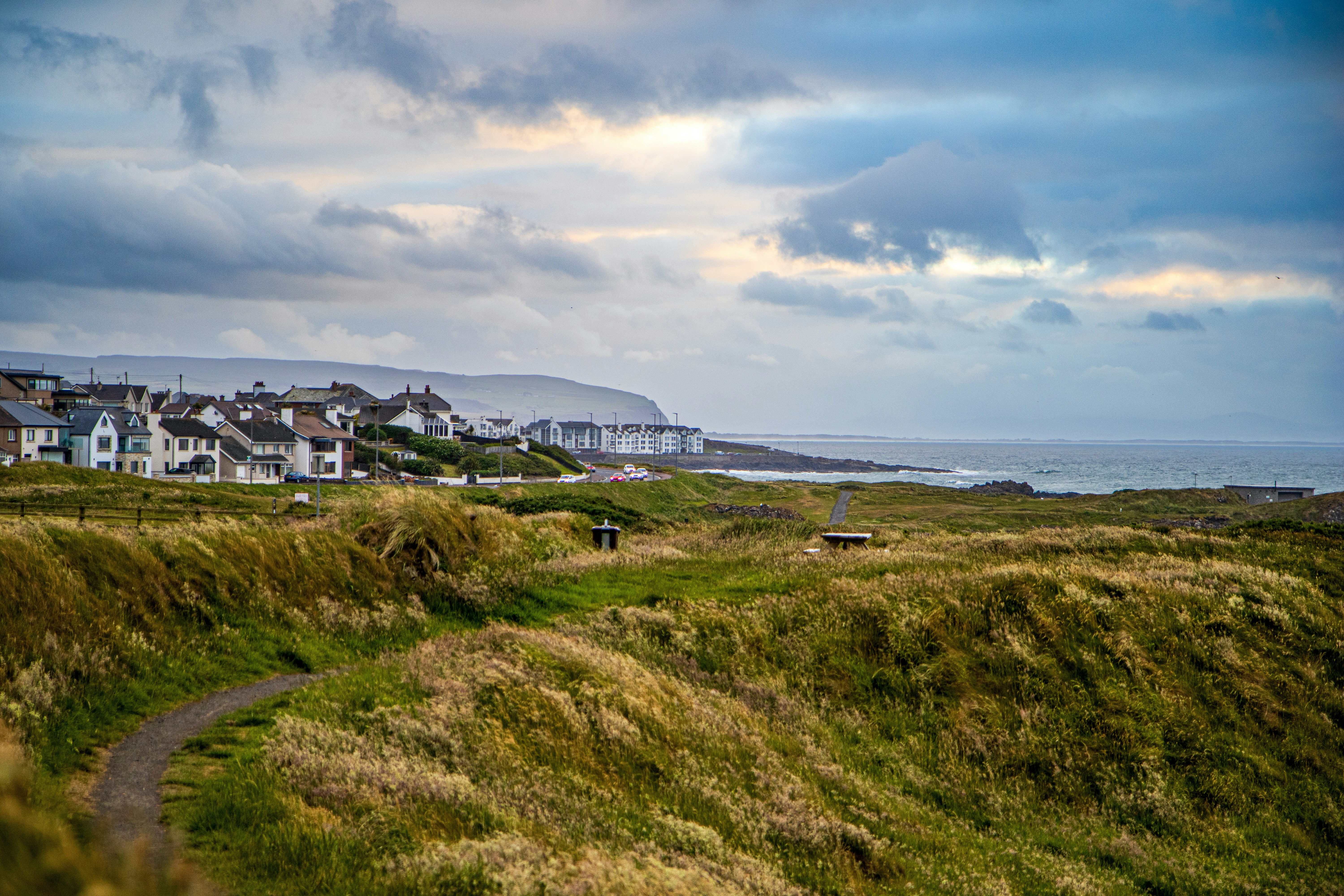 Coastal Village Fringed by Windswept Cliffs