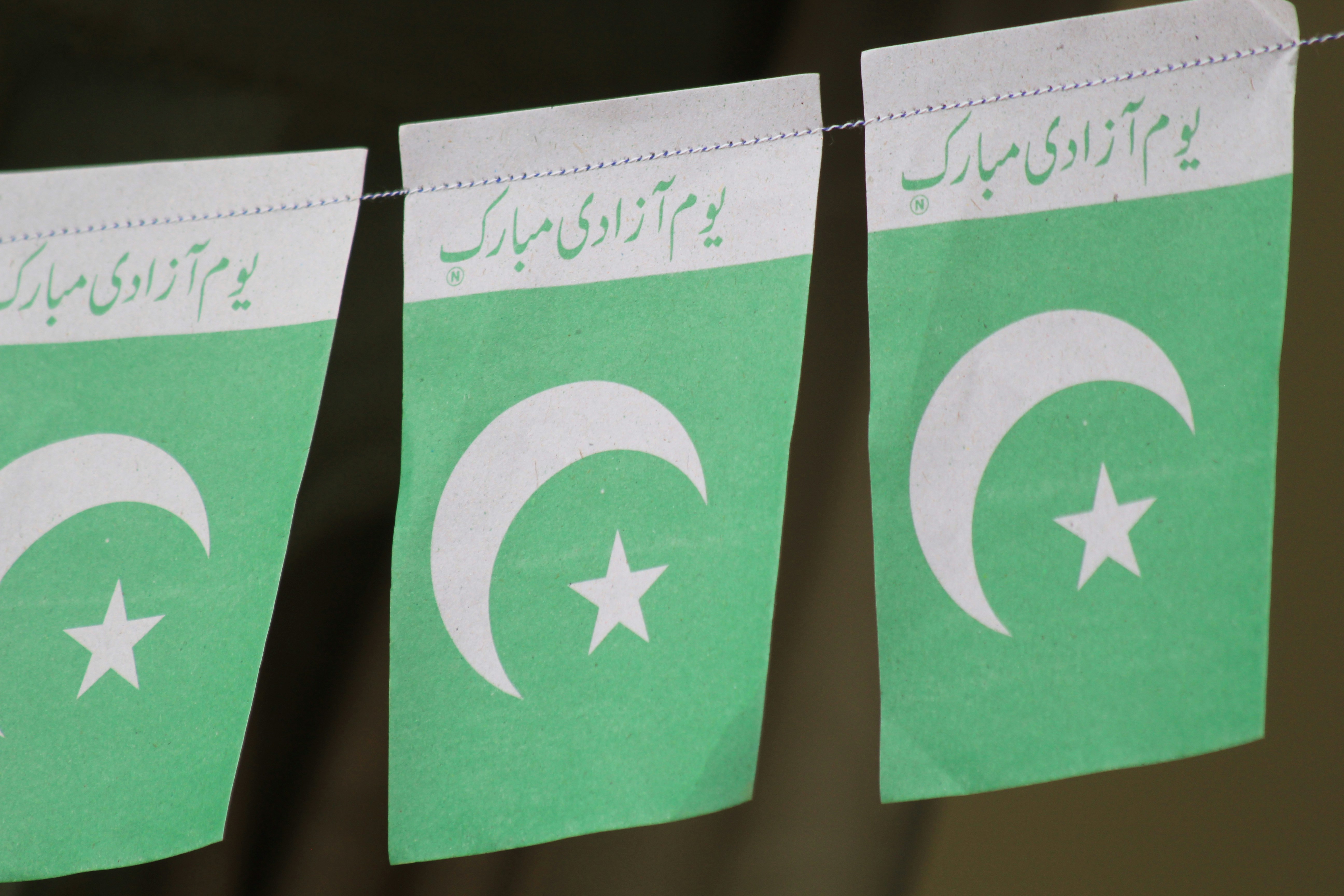 Emerald Flags in a Row: Crescent Moon and Star