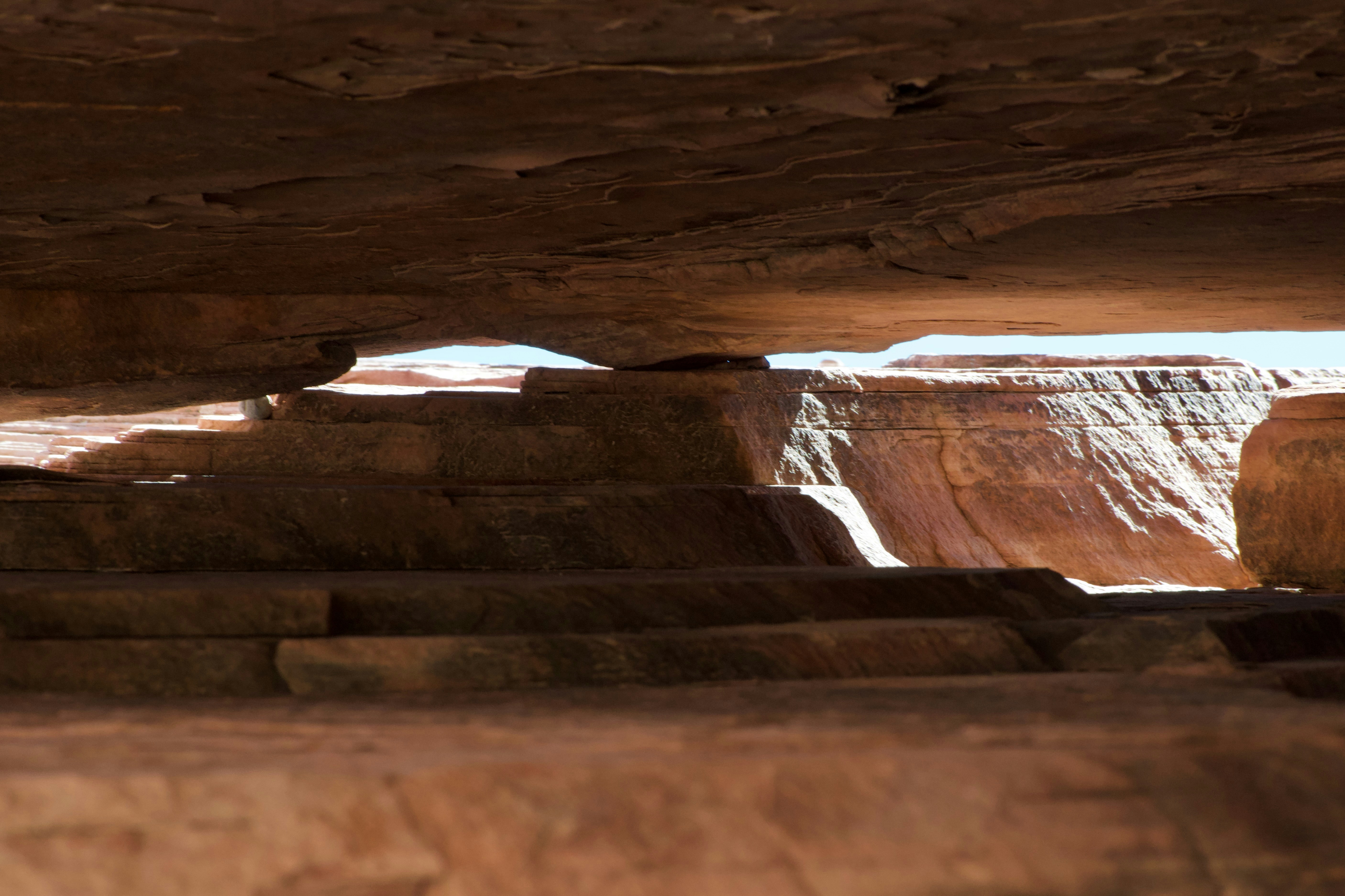 Light Gaps Across Layered Stone Canyon