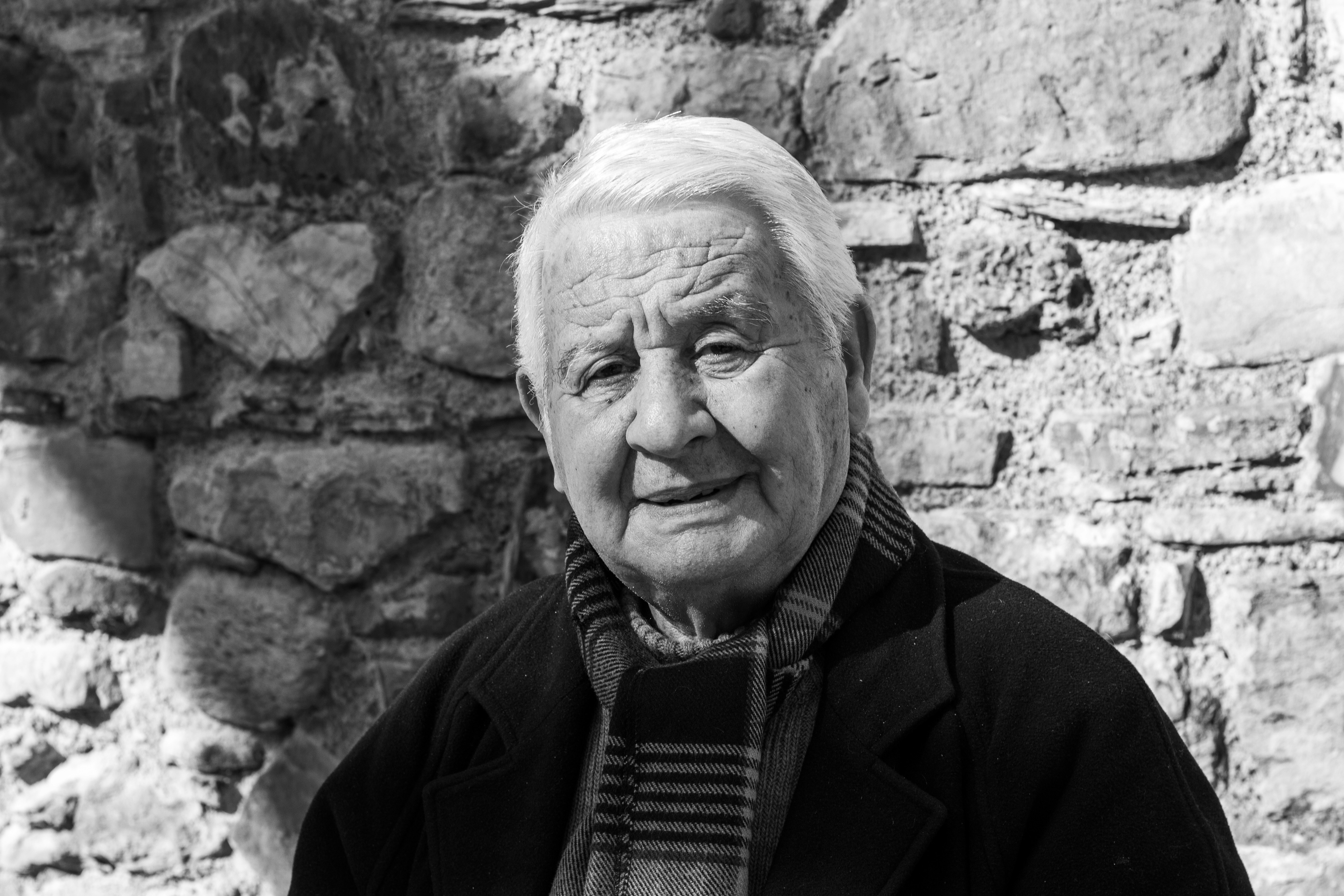 Stone-face Portrait: Wisdom in Monochrome