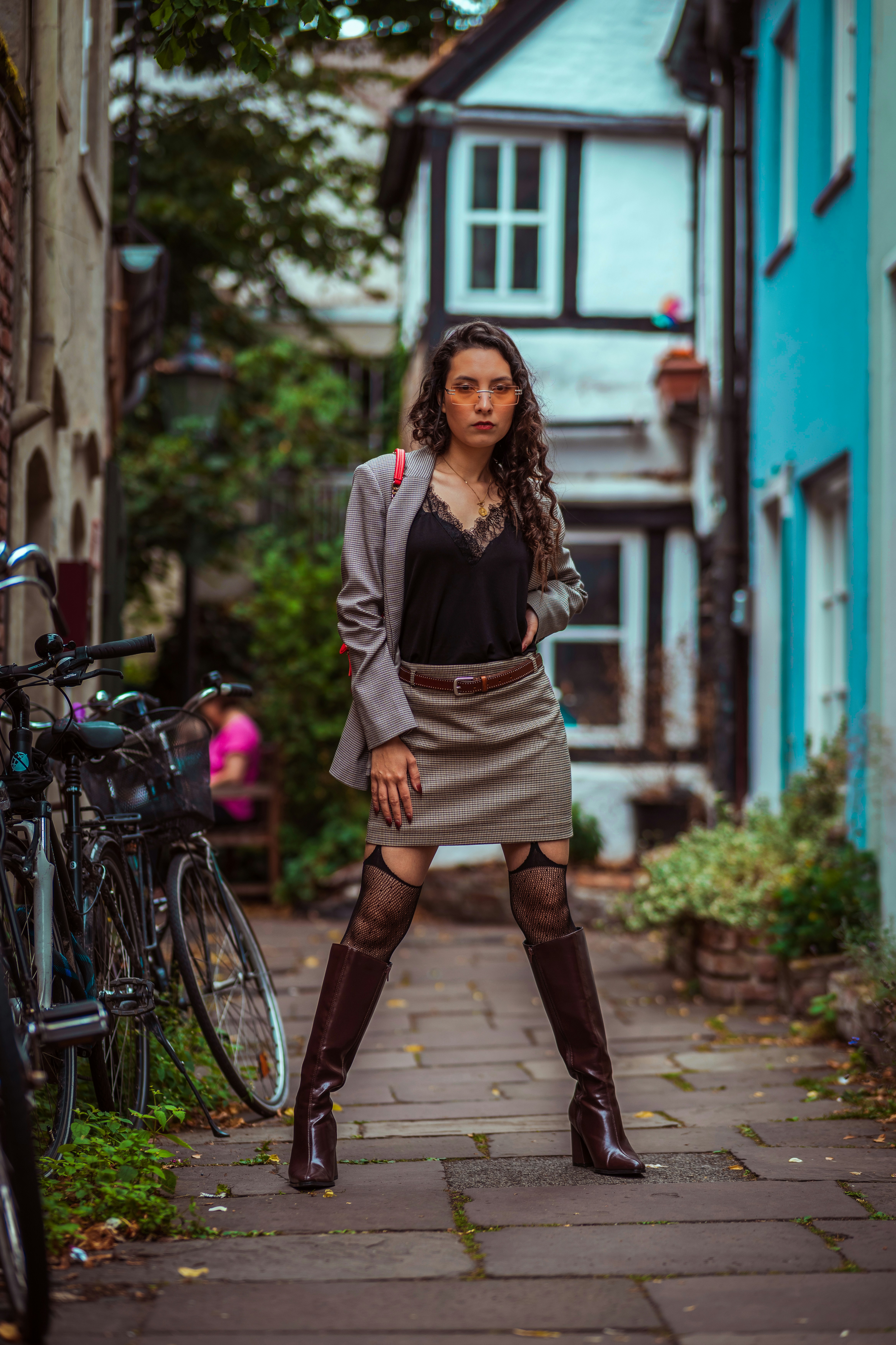 Urban Femme: Confidence Under Neon Townhouse facades