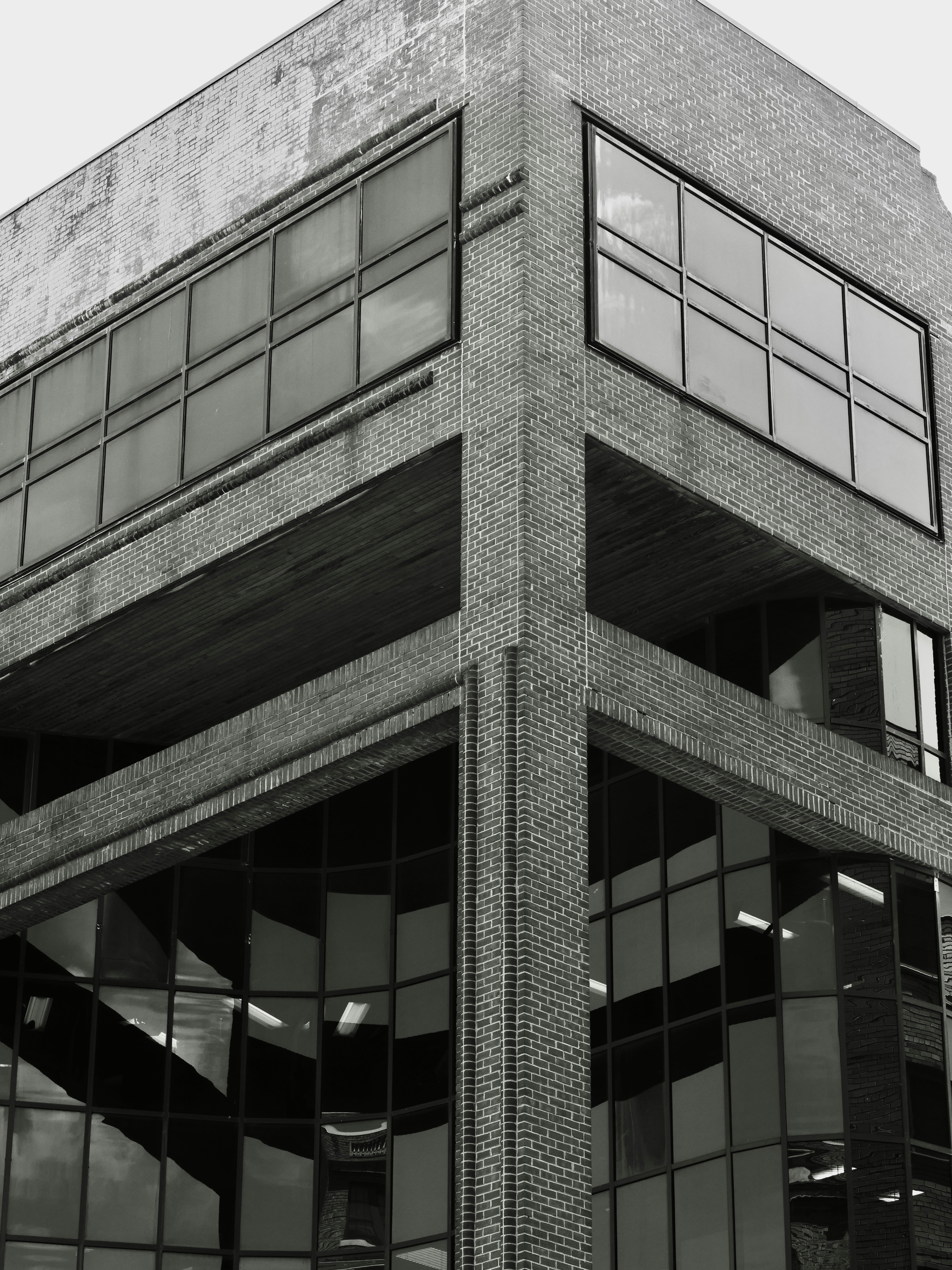 Corner of Brick Tower: Reflections and Grid Lines